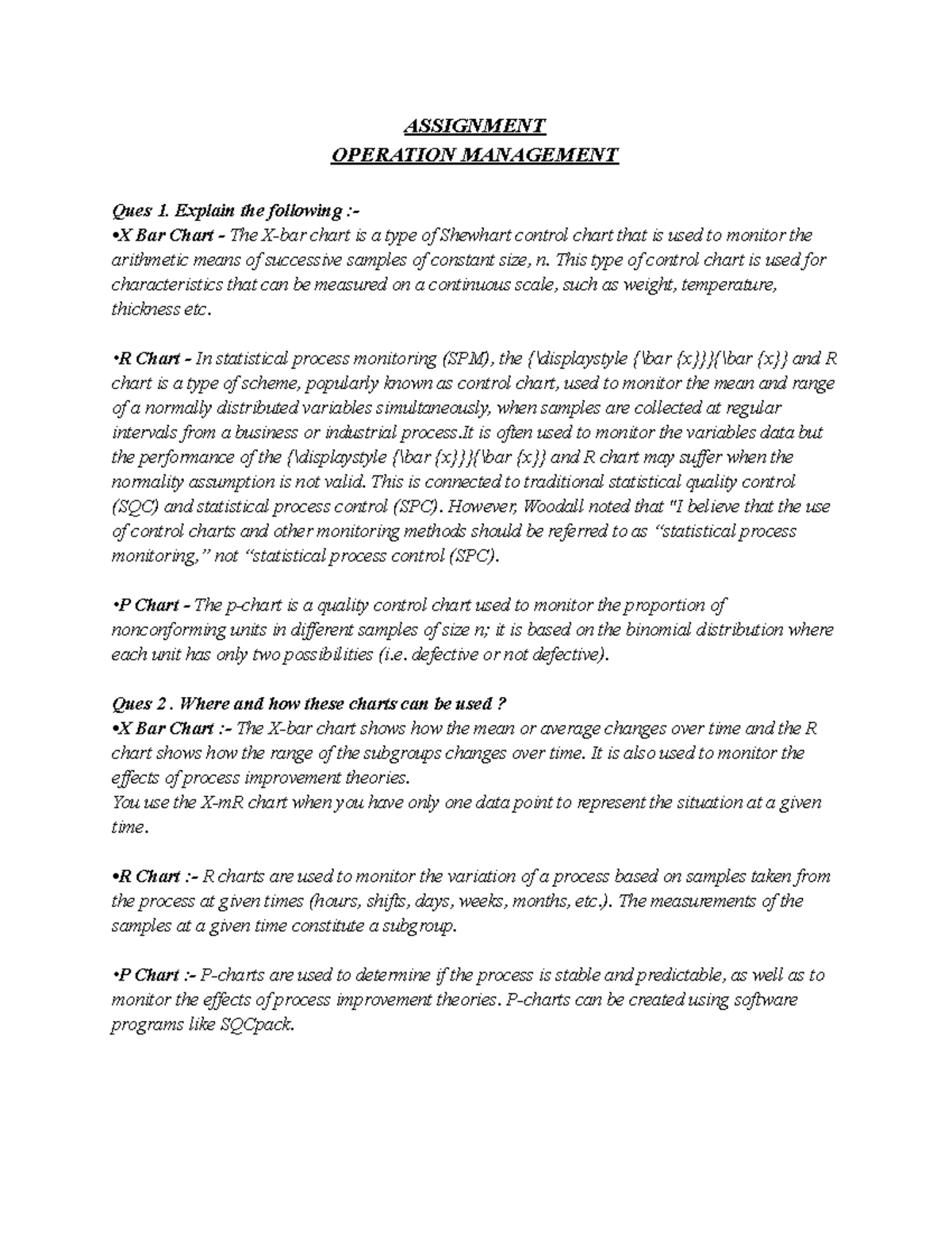 OM Assignment - Operations Management Notes and CIA - ASSIGNMENT ...