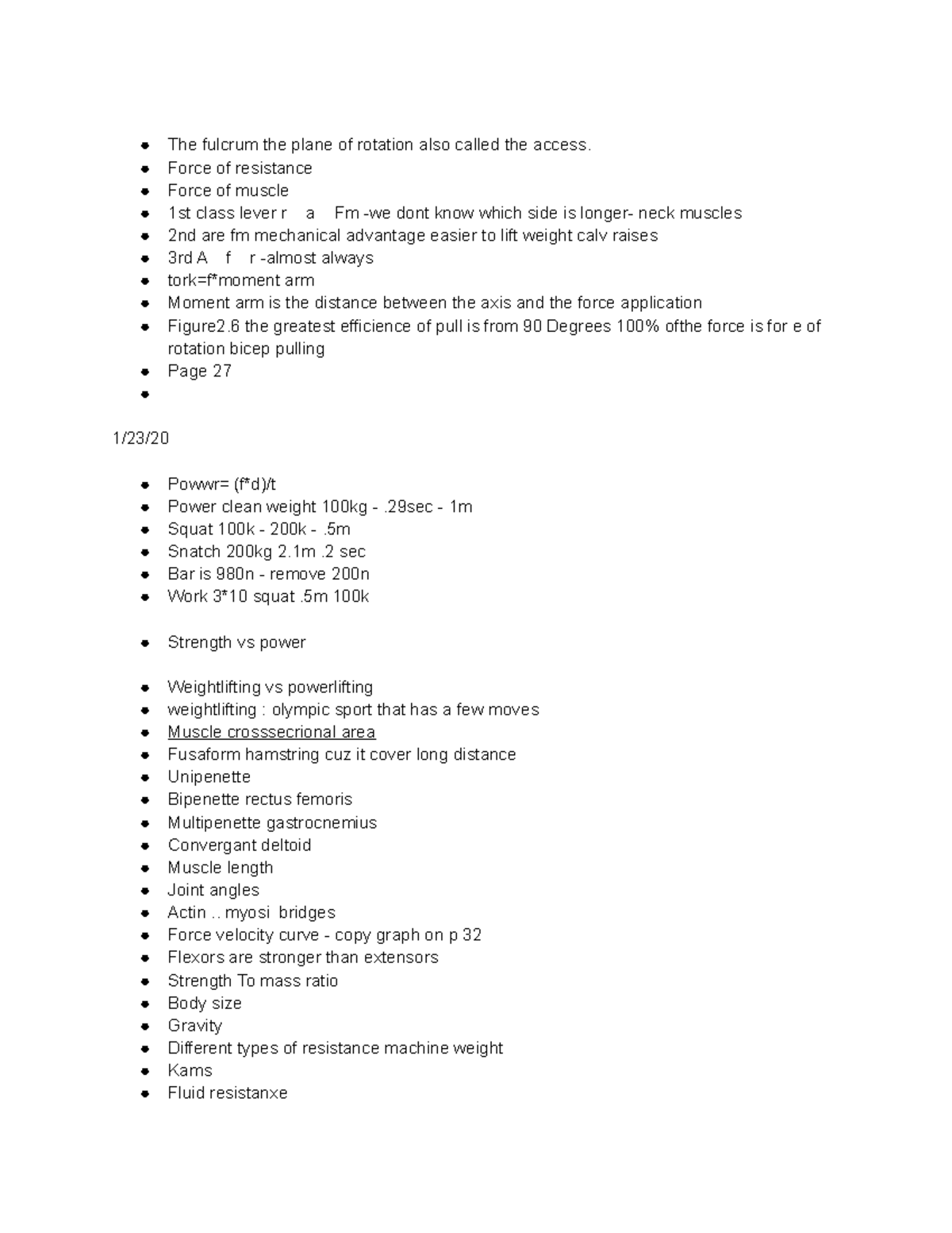 FW300 - Lecture notes 1-2-3 - The fulcrum the plane of rotation also ...