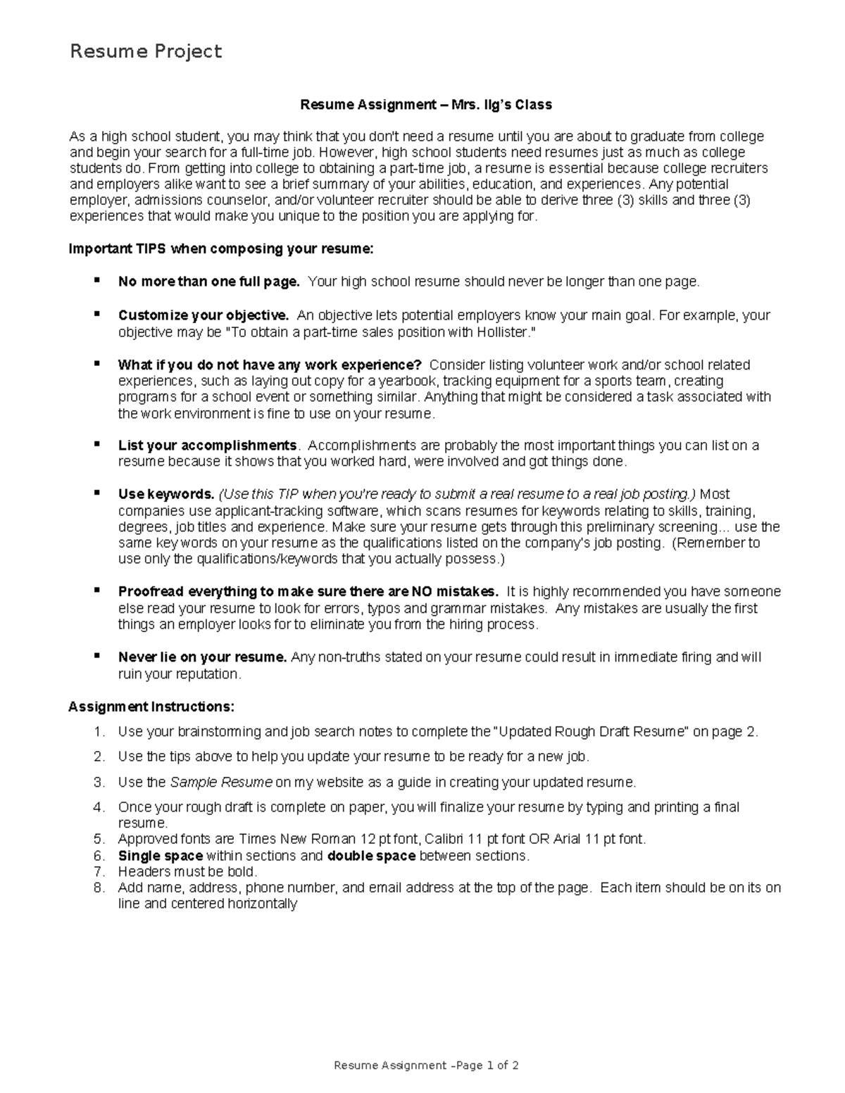 Resume Assignment - BVGHKCGYDFGYODFO - Resume Project Resume Assignment ...