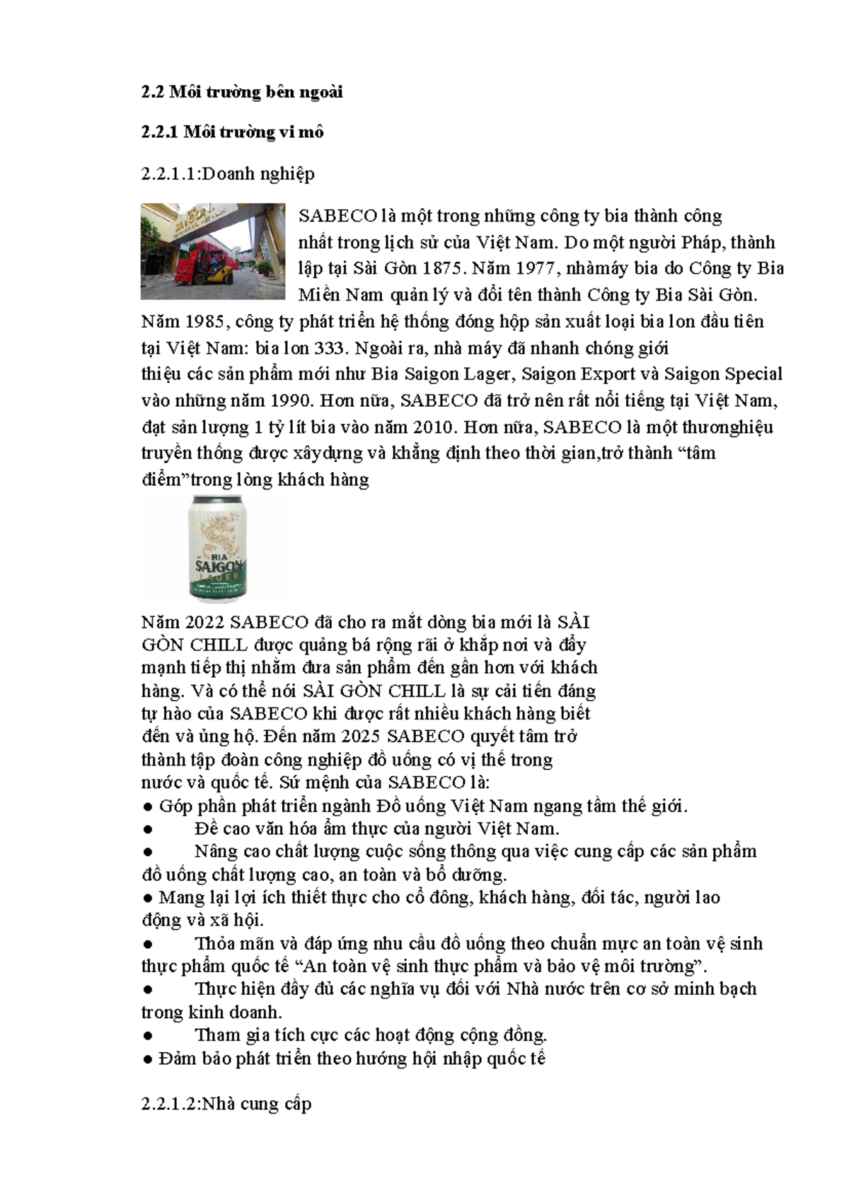Marketing CĂN BẢpoN - 2 Môi trường bên ngoài 2.2 Môi trường vi mô 2.2.1 ...