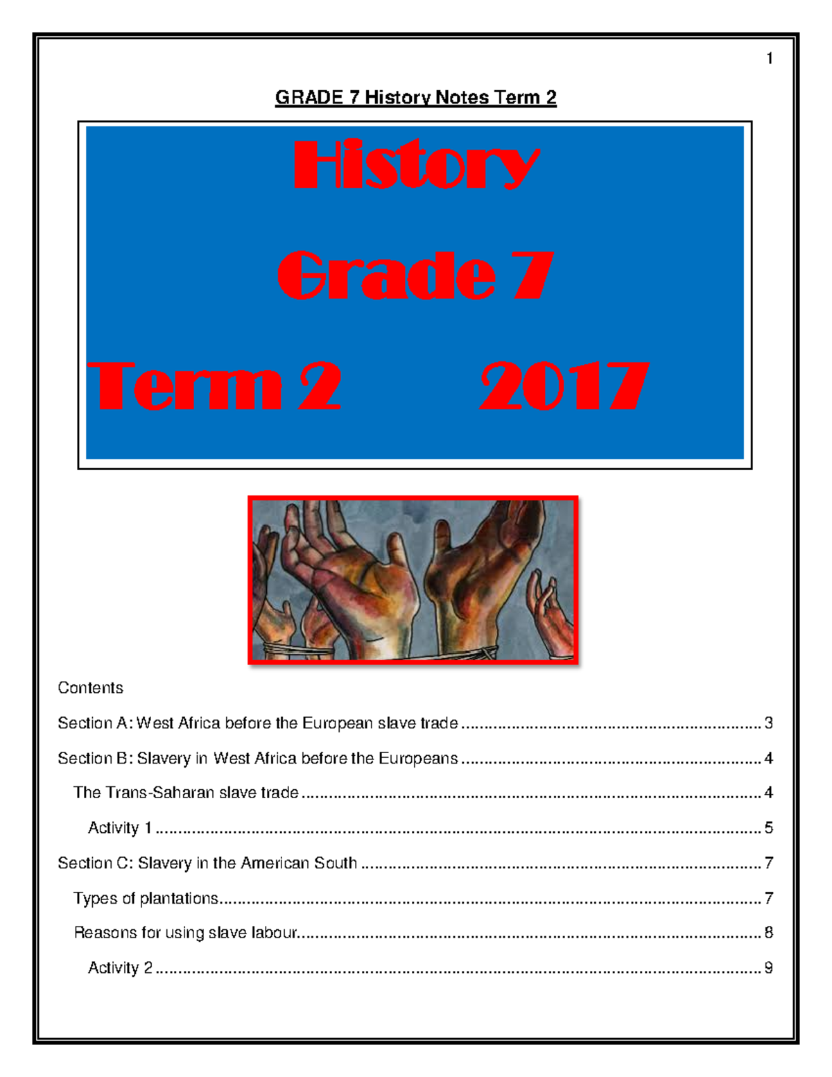 Grd 7 History T2 2018 approved - Contents - GRADE 7 History Notes Term ...