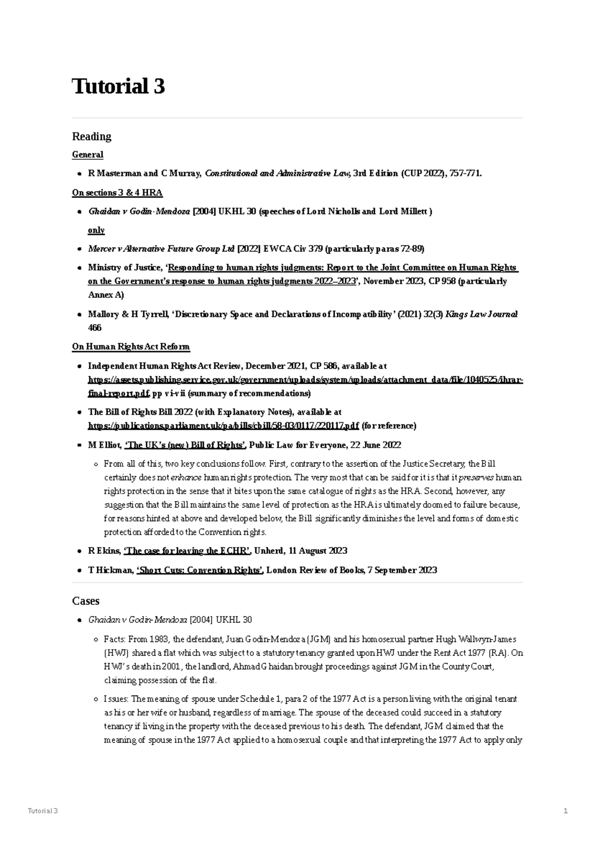 Tutorial 3 - Tutorial 3 1 Tutorial 3 Reading General R Masterman and C ...