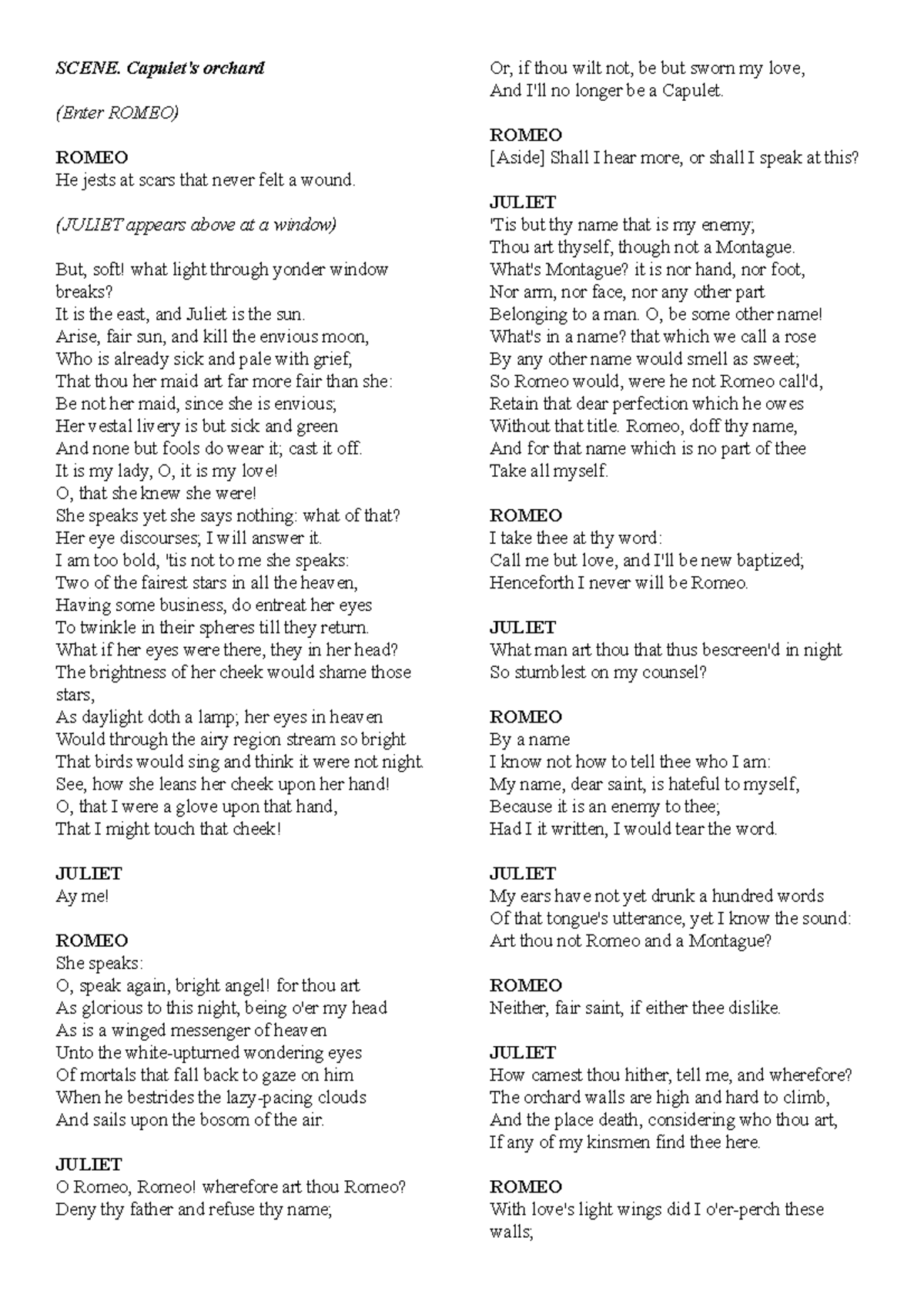 Scene Romeo AND Juliet - h,m'kh gxyrfuj - SCENE. Capulet's orchard ...