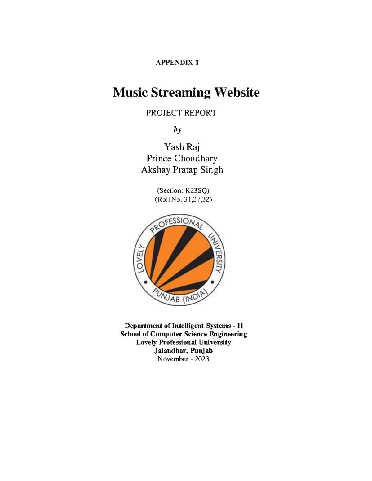 CSE326 Project - APPENDIX 1 Music Streaming Website PROJECT REPORT by ...