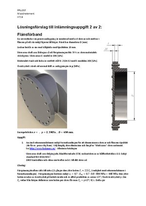 INL1 - Inlämningsuppgifter utan lösningsförslag - PPU Maskinelement HT ...