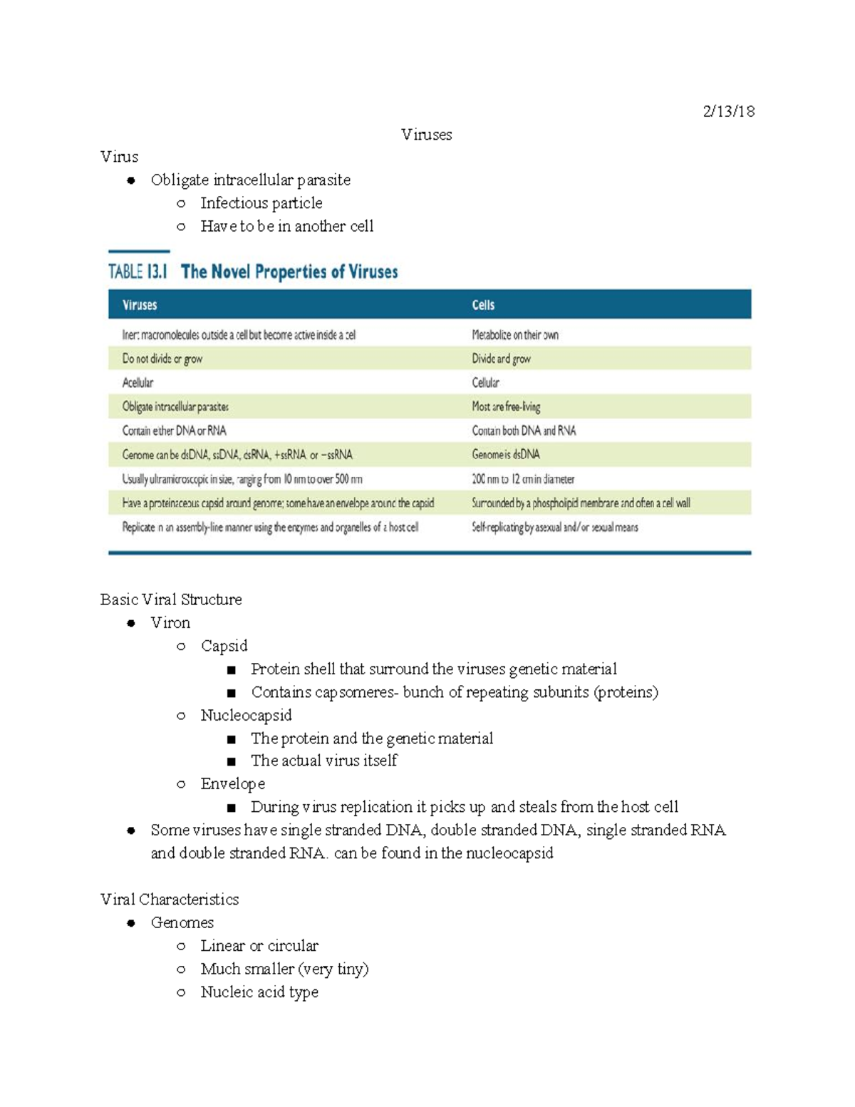 Ch 13 Viruses - Lecture notes 6 - 2/13/ Viruses Virus Obligate ...