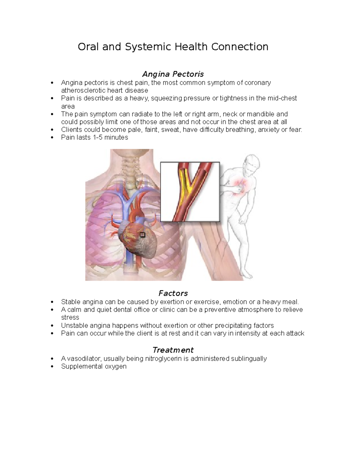 Oral and Systemic Health Connection - Pain lasts 1-5 minutes Factors ...