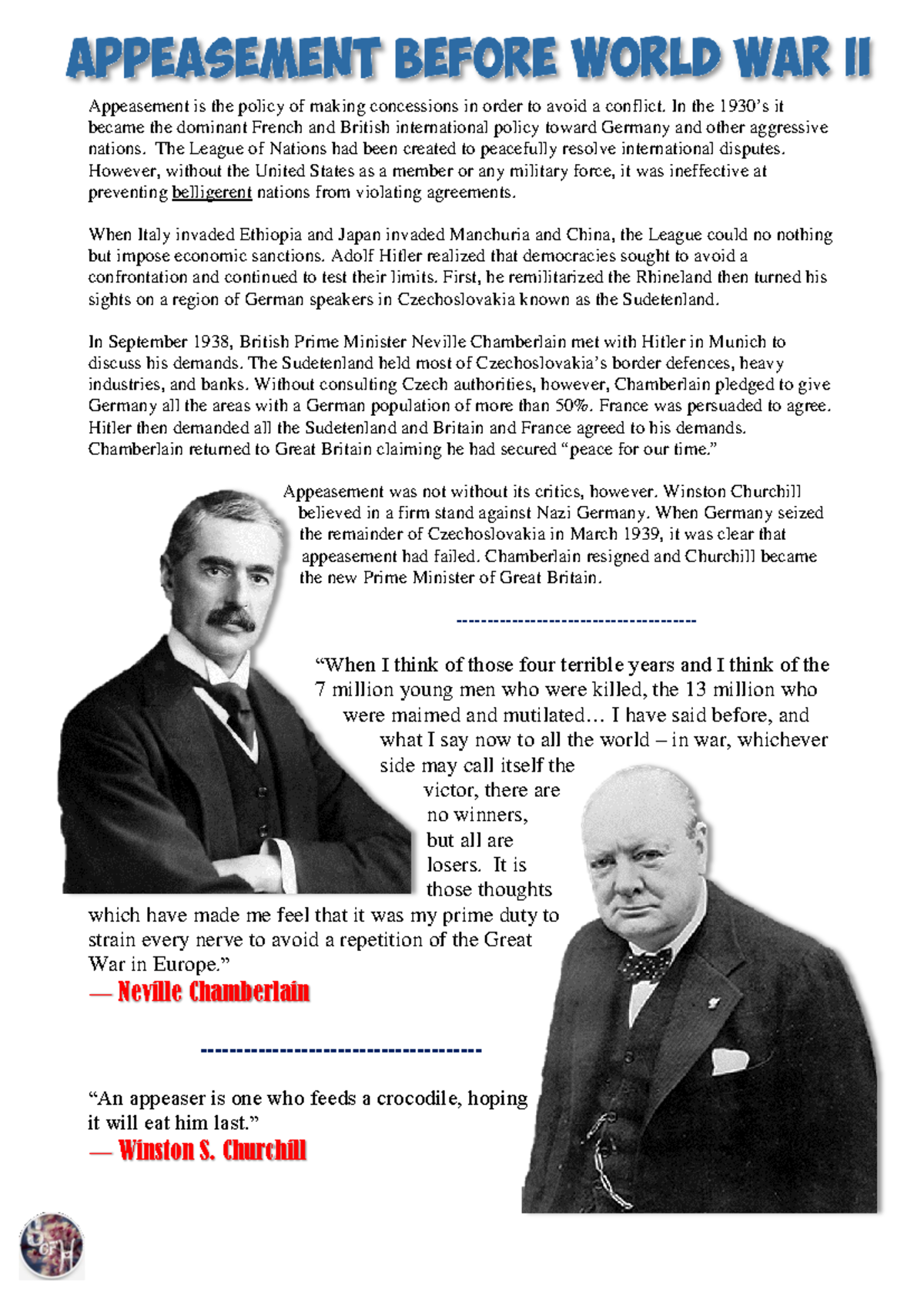 Page 1 - Appeasement is the policy of making concessions in order to ...