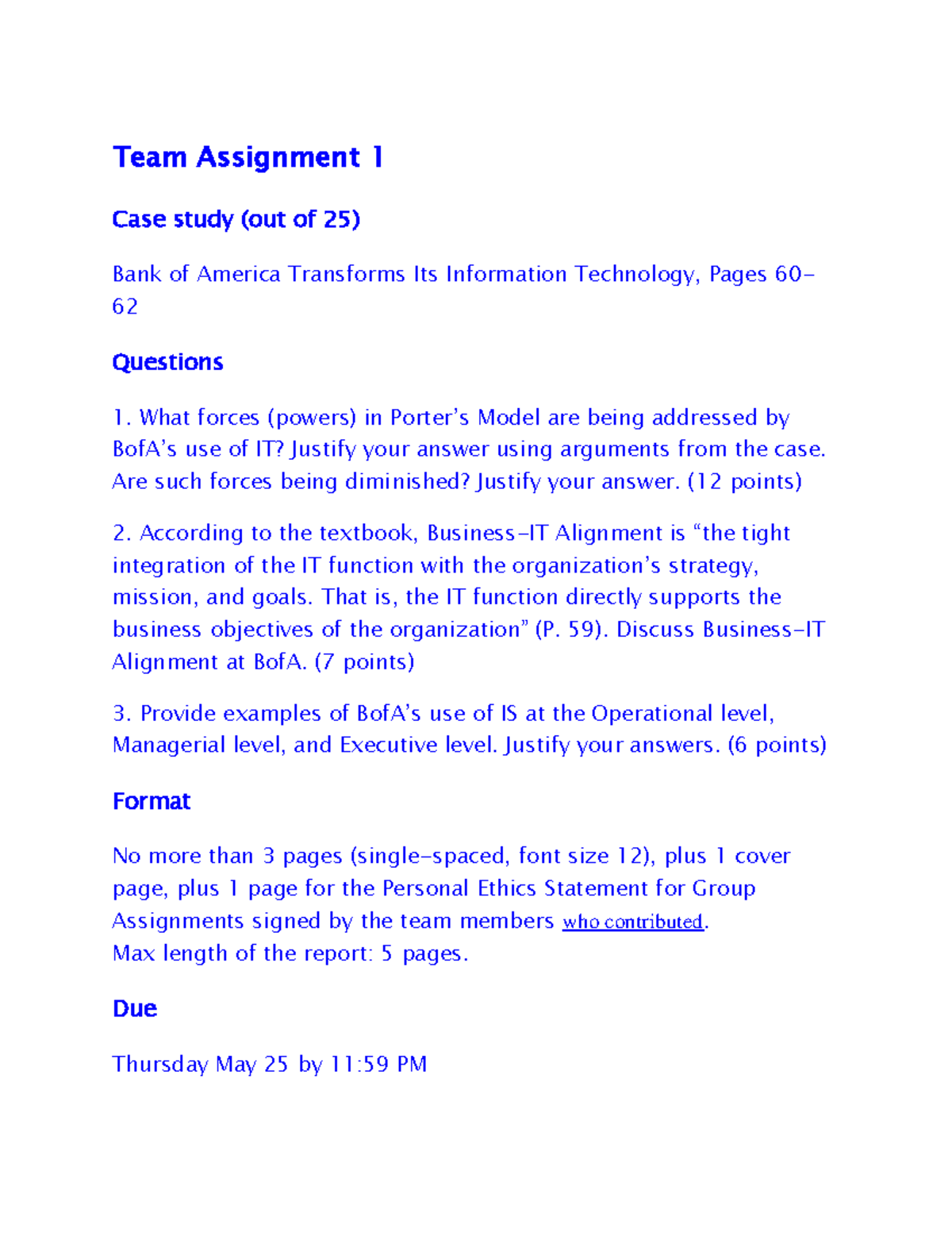 Team Assignment 1 - Are such forces being diminished? Justify your answer. (12 points) According ...