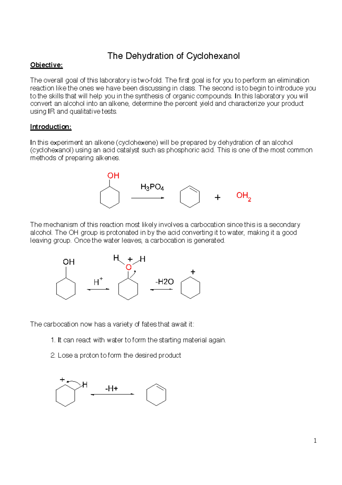 The Dehydration of Cyclohexanol Objective 2 copy - The Dehydration of Cyclohexanol Objective ...