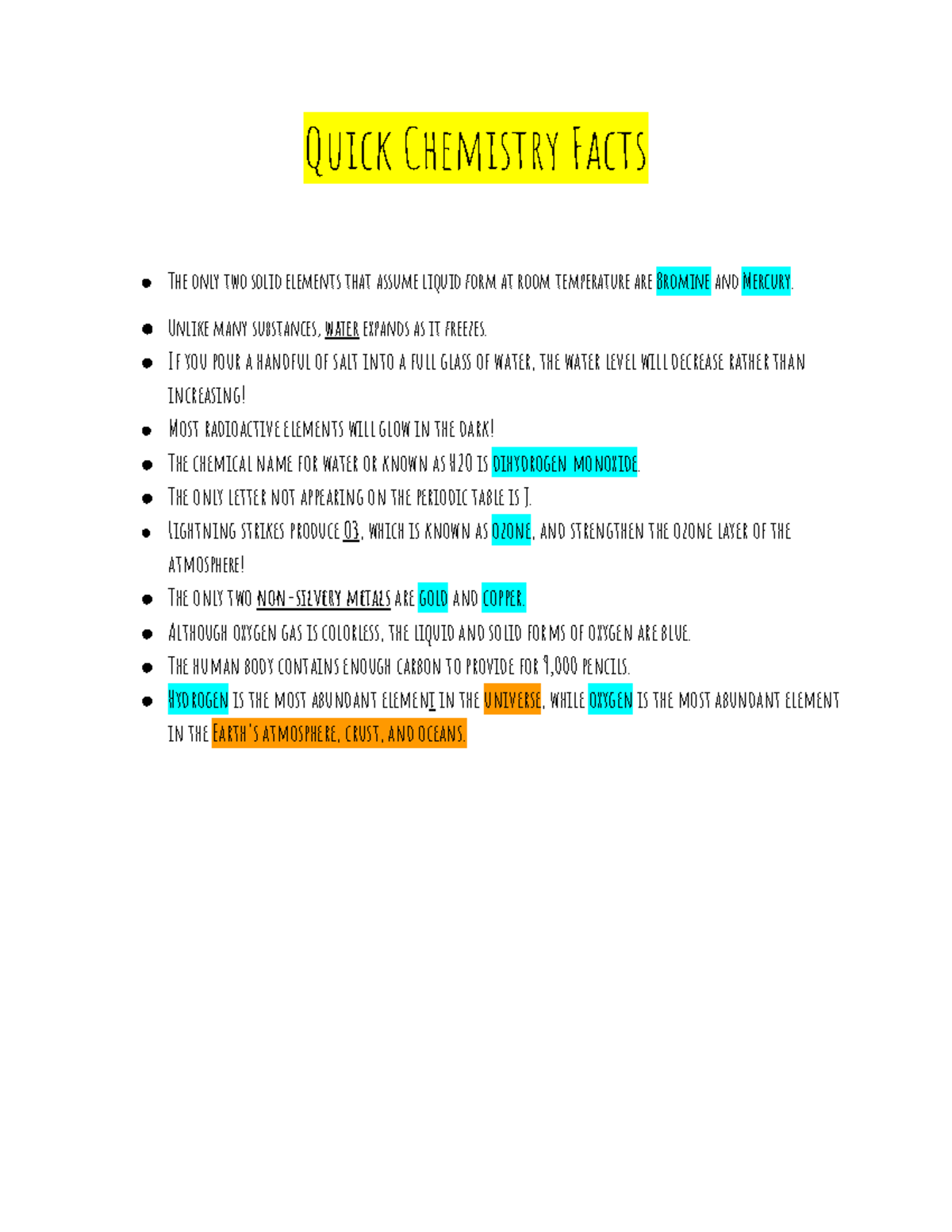 Chem - Note taking for Mrs. Abrhams chemistry class. - Quick Chemistry ...