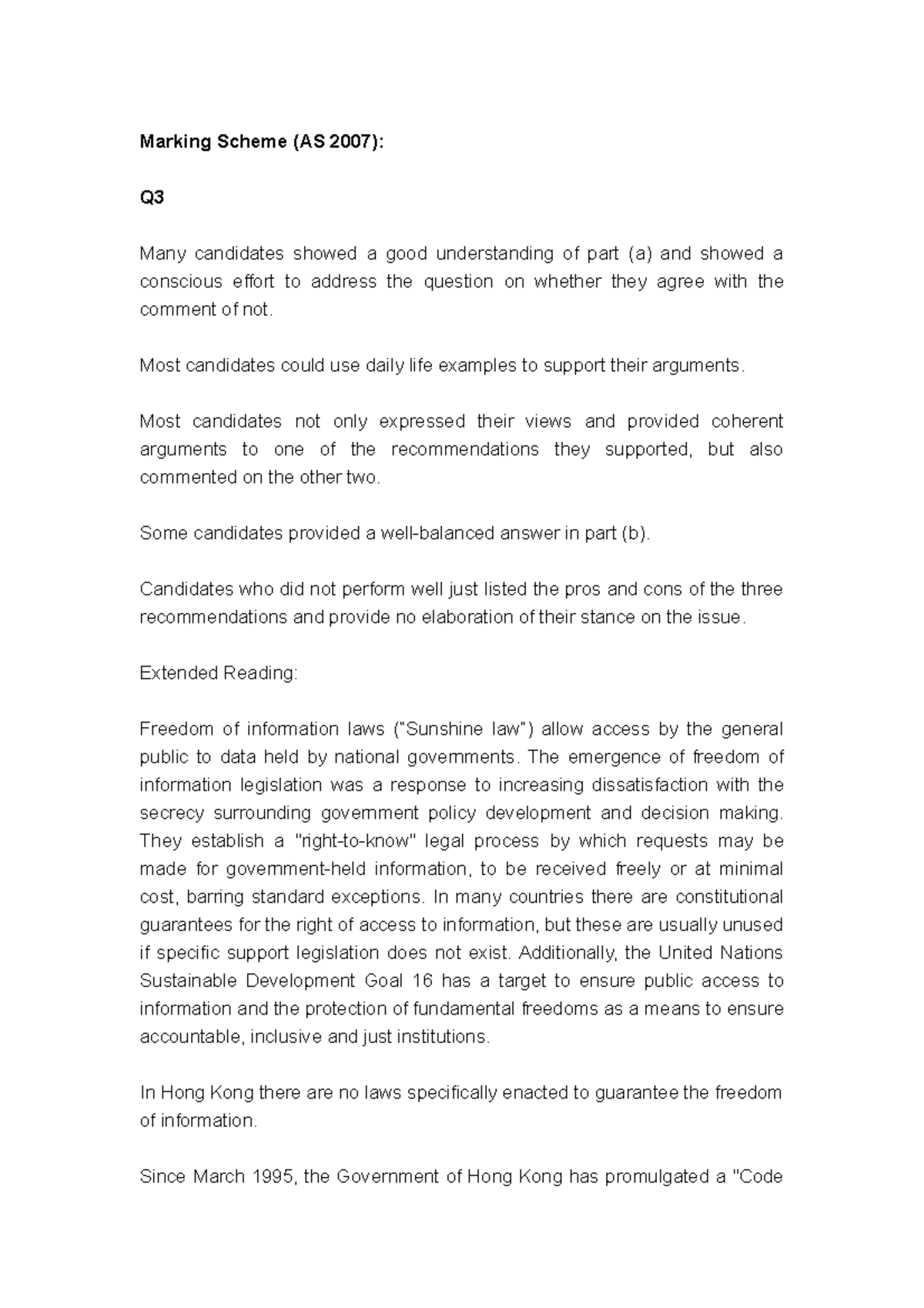 Marking Scheme AS2007 202012 22 - Marking Scheme (AS 2007): Q Many ...