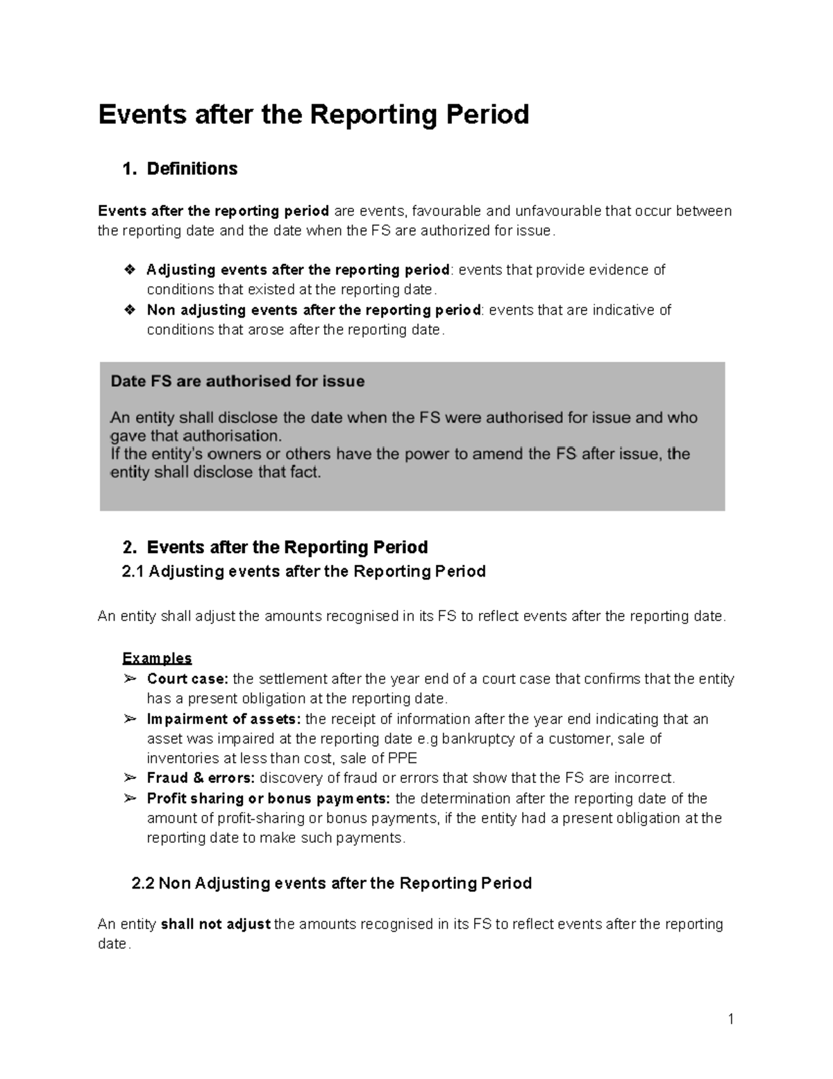 IAS 10 Events After the Reporting Period - ACCA - Studocu