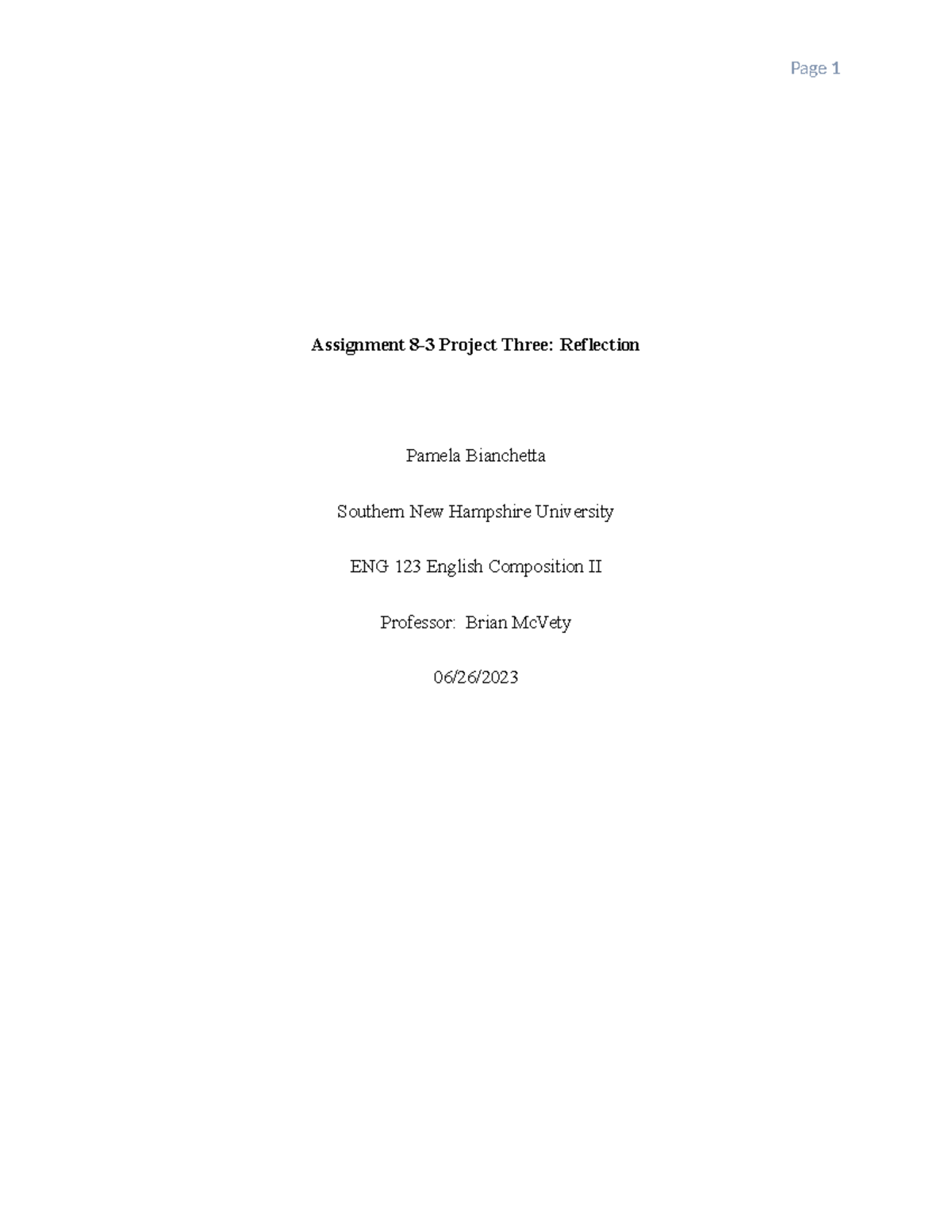 English II 8-3 Project 3 Reflection - Assignment 8-3 Project Three ...