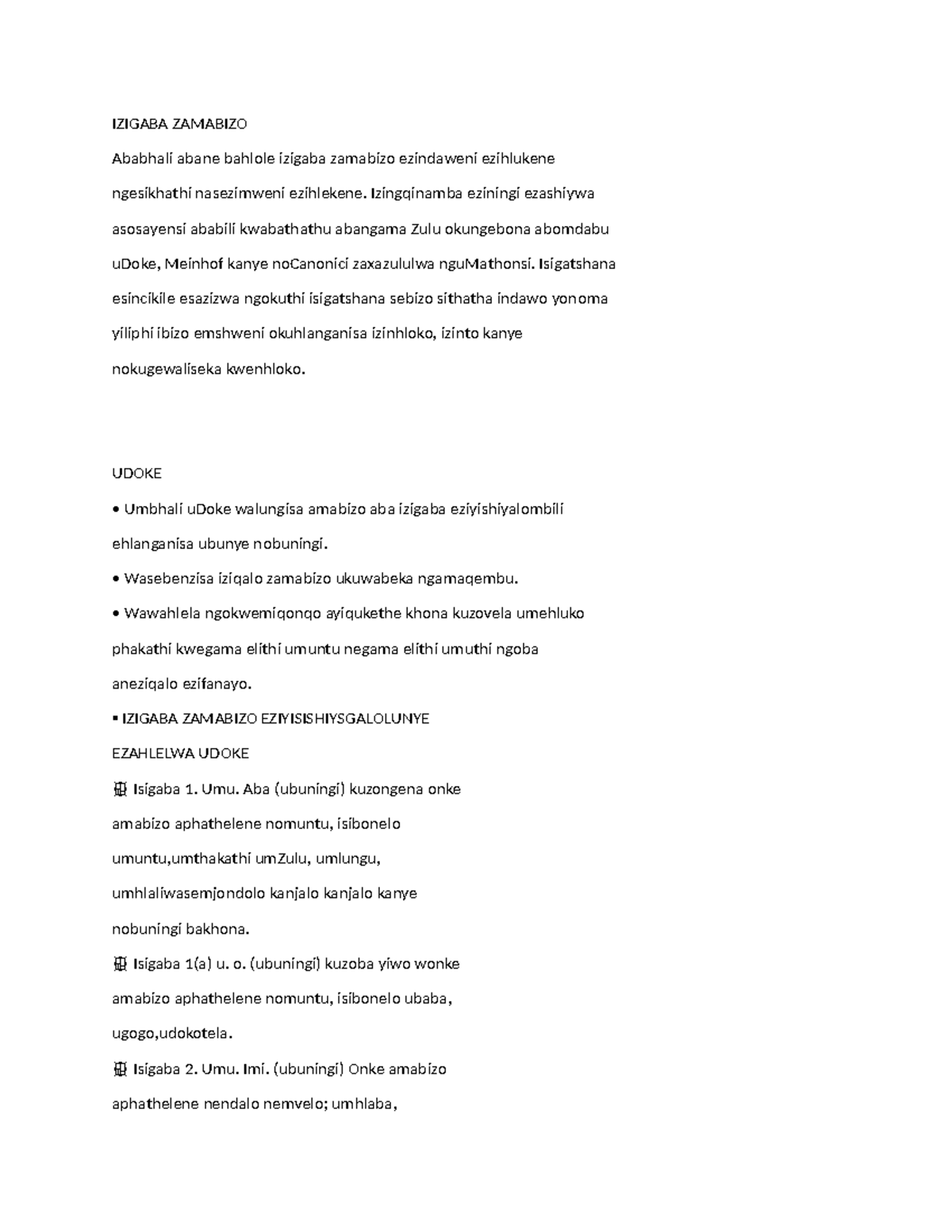 Isizulu - Izaga zamabizo - IZIGABA ZAMABIZO Ababhali abane bahlole ...
