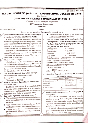 Financial accounting 1 1st sem question paper-6 - Advanced Financial ...