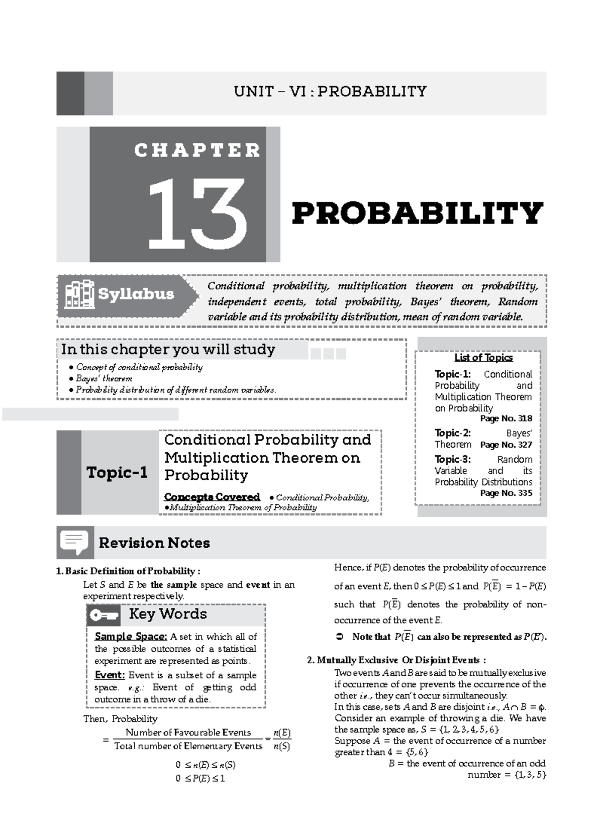 Probability maths - unit – Vi : Probability Probability Conditional ...