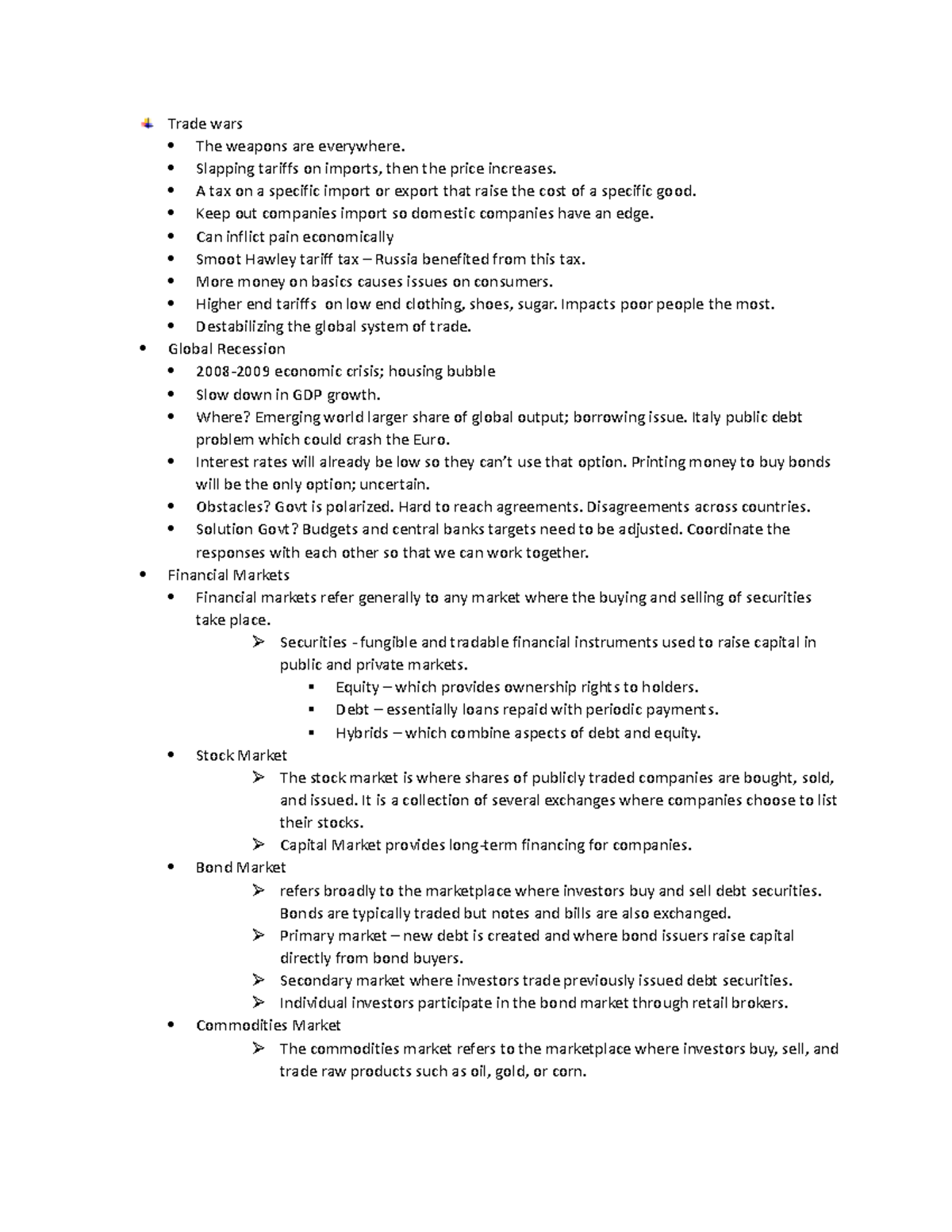Chapter 1 and 2 notes - Trade wars The weapons are everywhere. Slapping ...