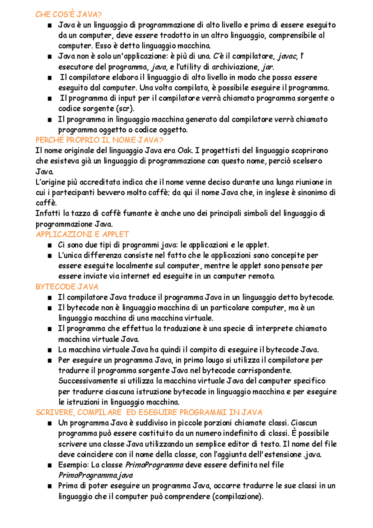 Java - JAVA - CHE COS’È JAVA? Java è un linguaggio di programmazione di ...