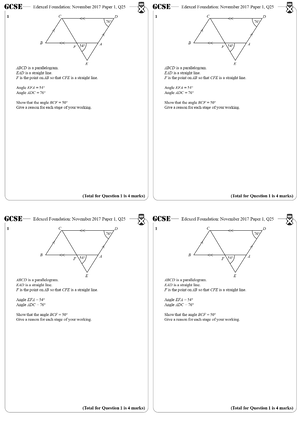 Angles Parallel Lines Foundation GCSE Questions Standard - GCSE Edexcel ...