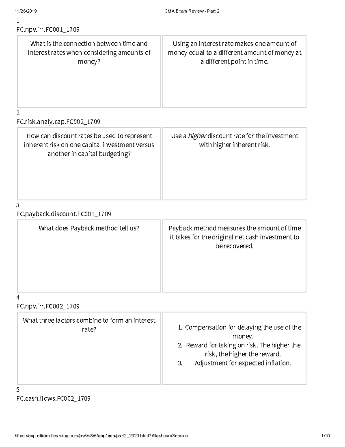 Wiley P2 Sec-E Flashcard FOR PRACTICING CMA - 1 FC.npv.irr_ What is the ...