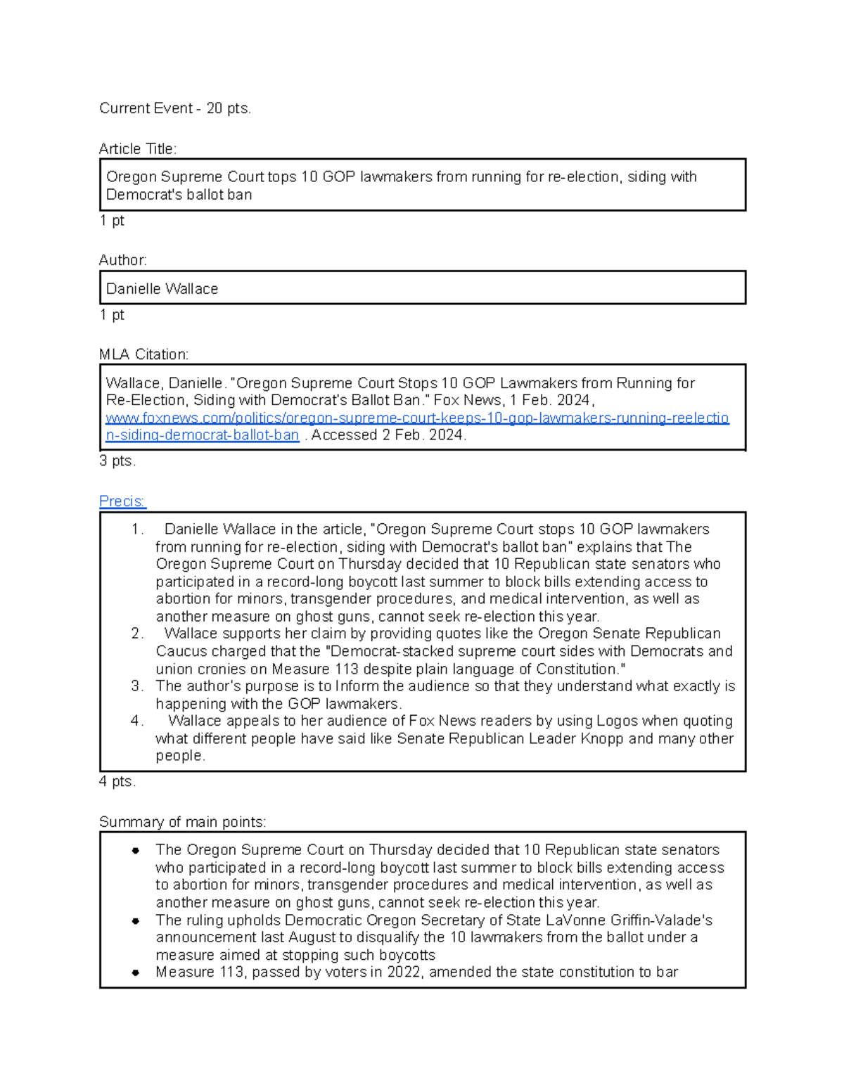 2023 Current Events Template - Current Event - 20 pts. Article Title ...