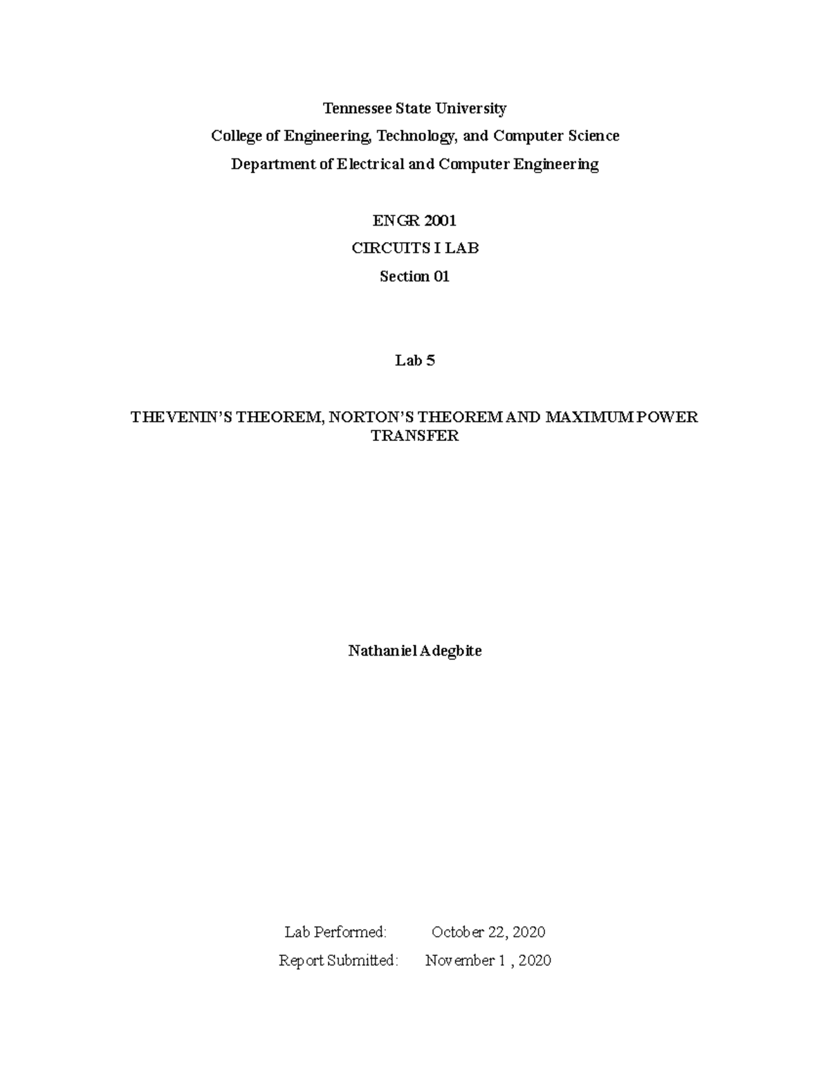 LAB 5 Report - Tennessee State University College of Engineering ...