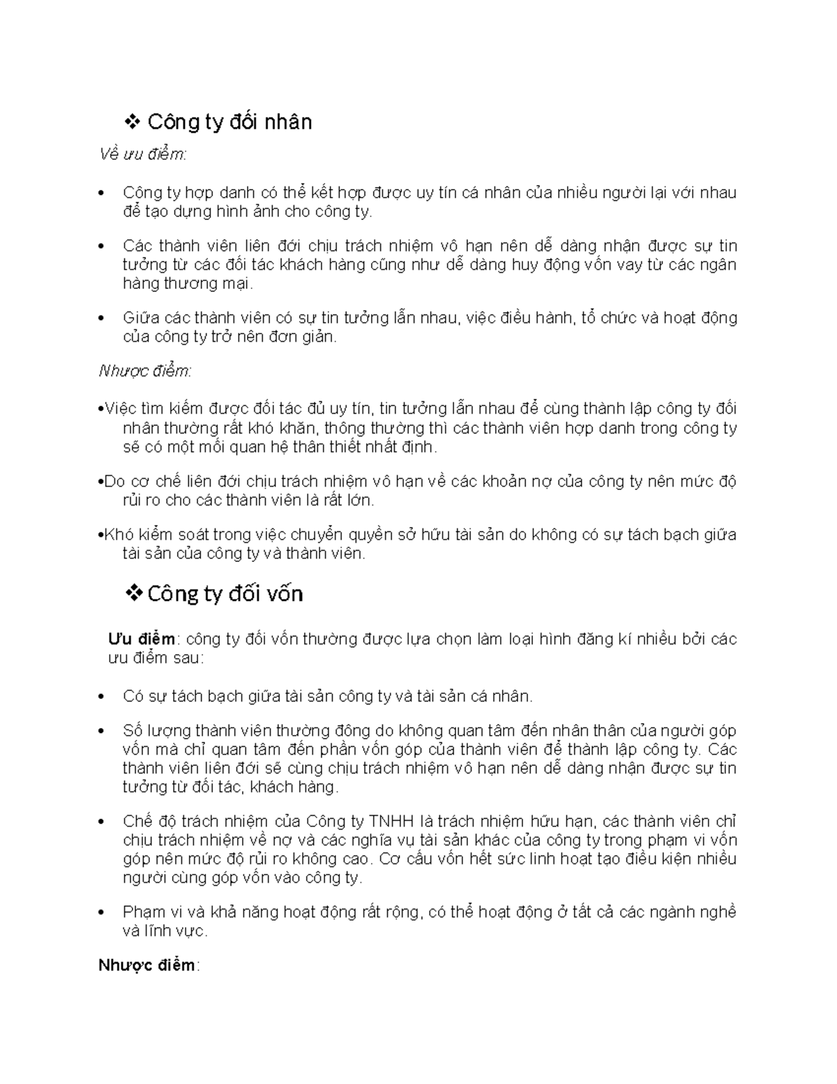 ưu nhược - khkhkh - Công ty đối nhân Về ưu điểm: Công ty hợp danh có ...