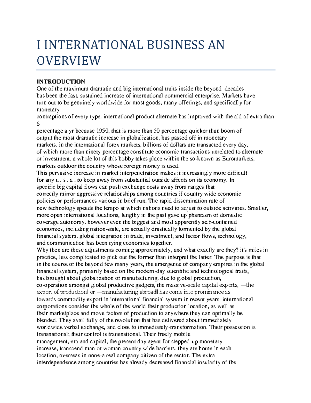 I International Business AN Overview - I INTERNATIONAL BUSINESS AN ...