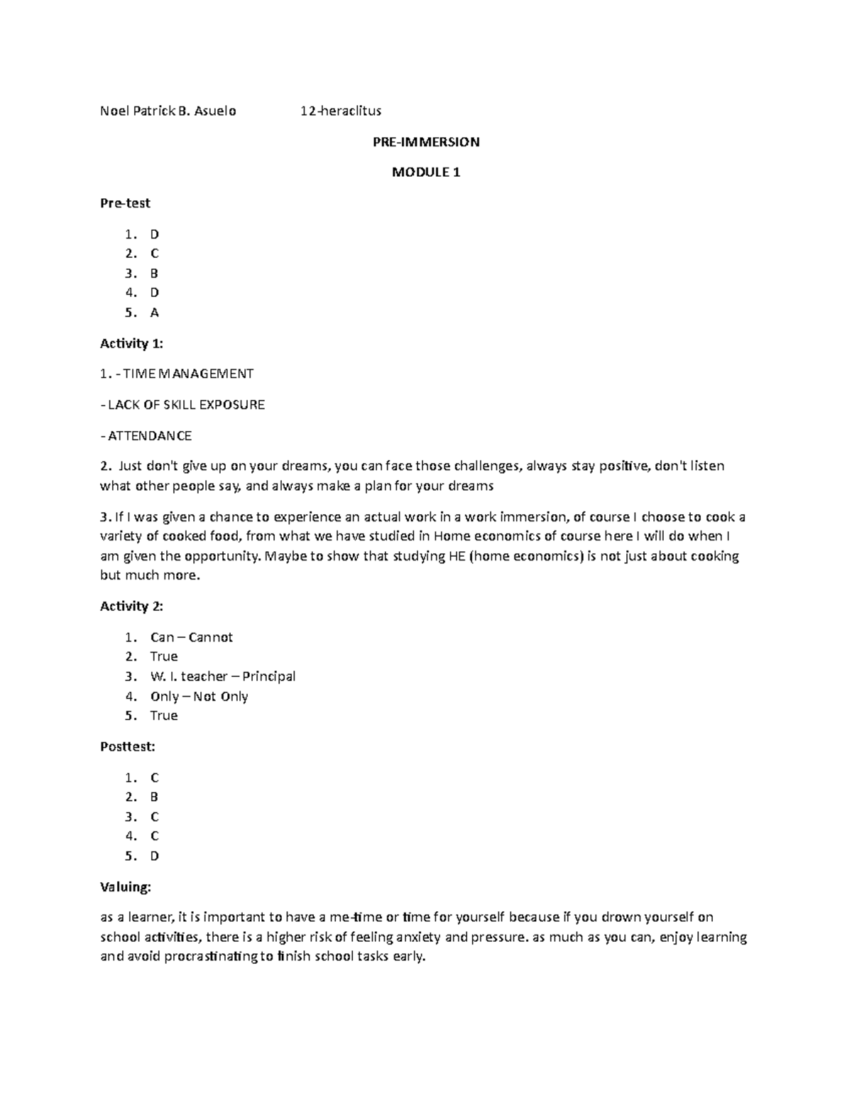 Module 1 Shs work immersion portfolio - Noel Patrick B. Asuelo 12 ...