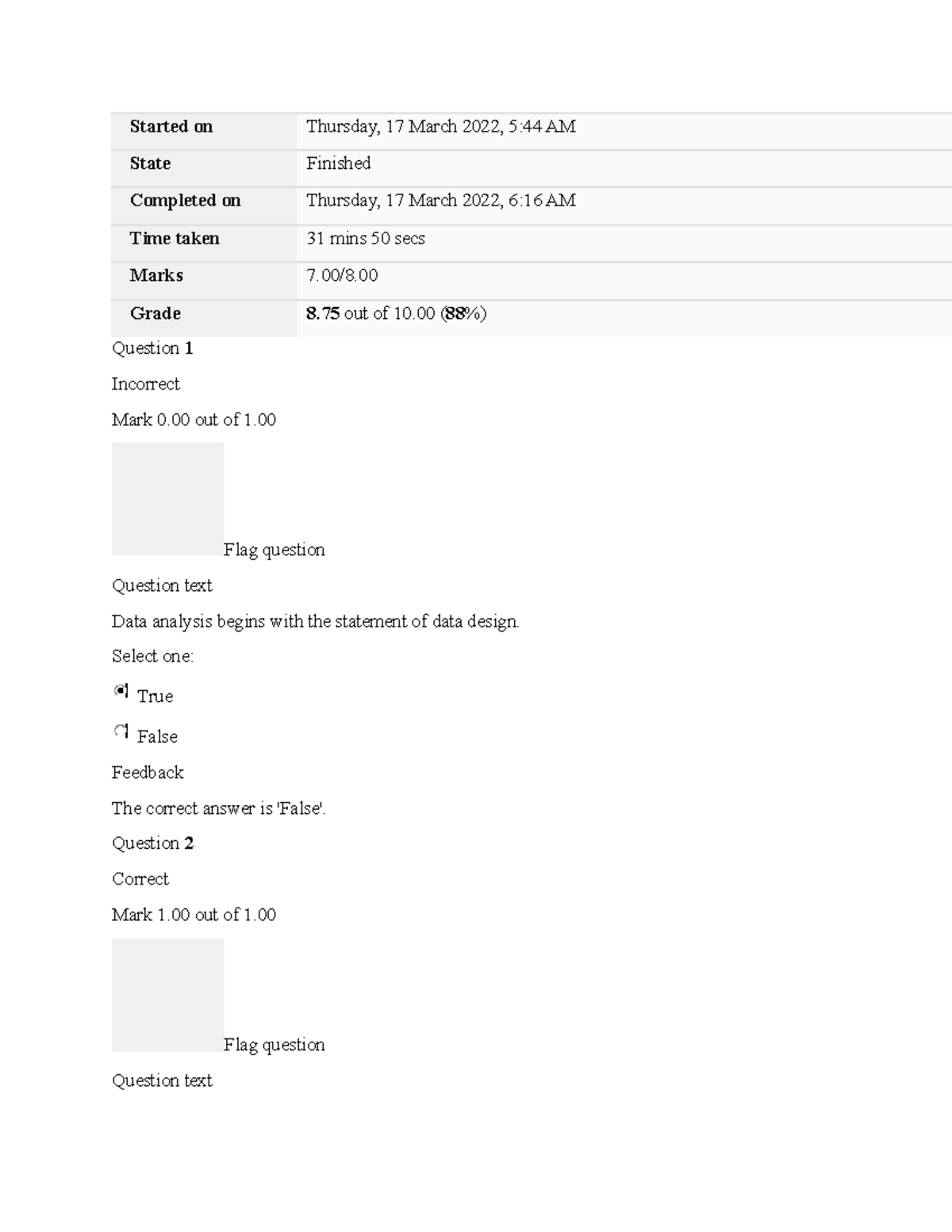 CS 2203 SELF QUIZ UNIT 8 - complete self-quiz with answers - Started on Thursday, 17 March 2022 ...