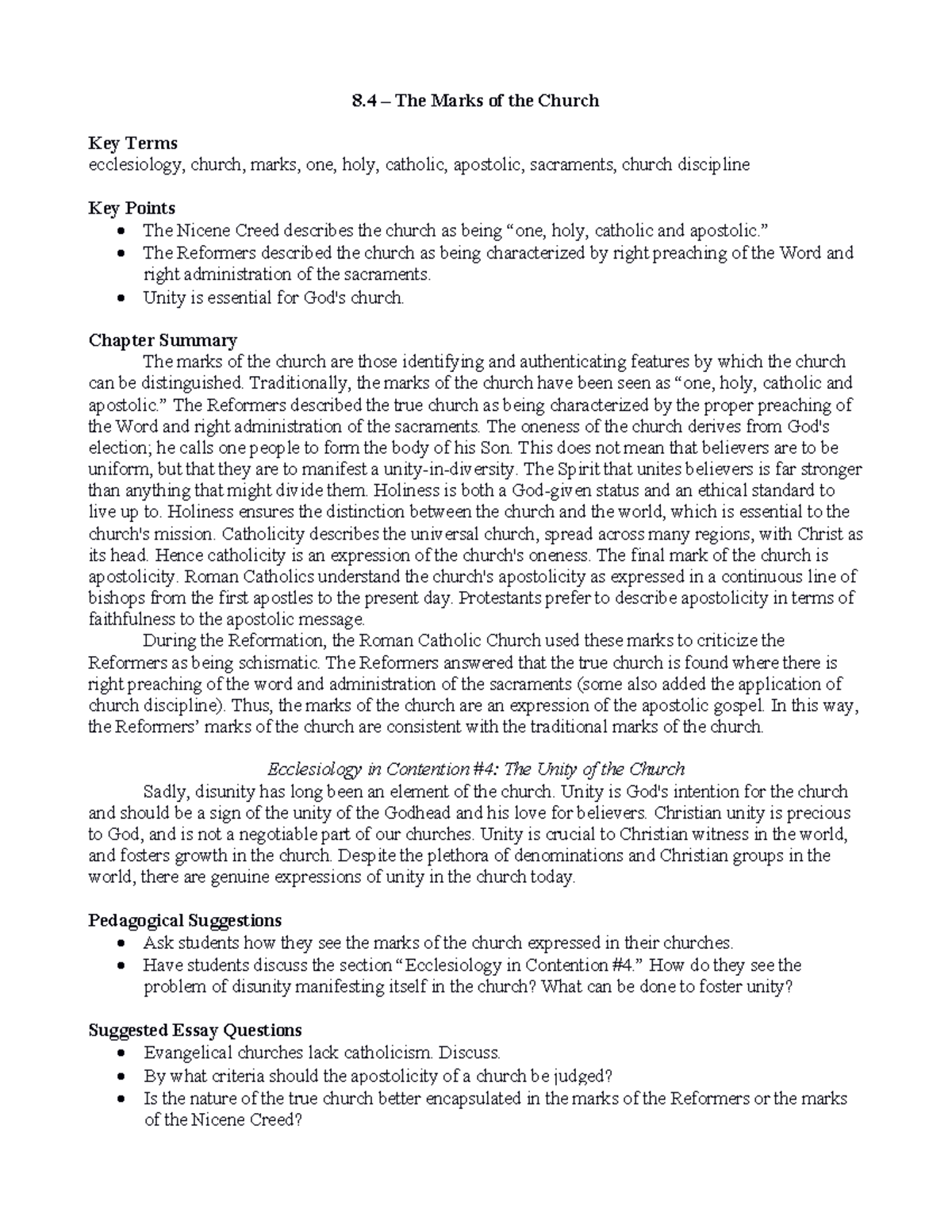 Church governance - An introduction to the study of theology notes for ...