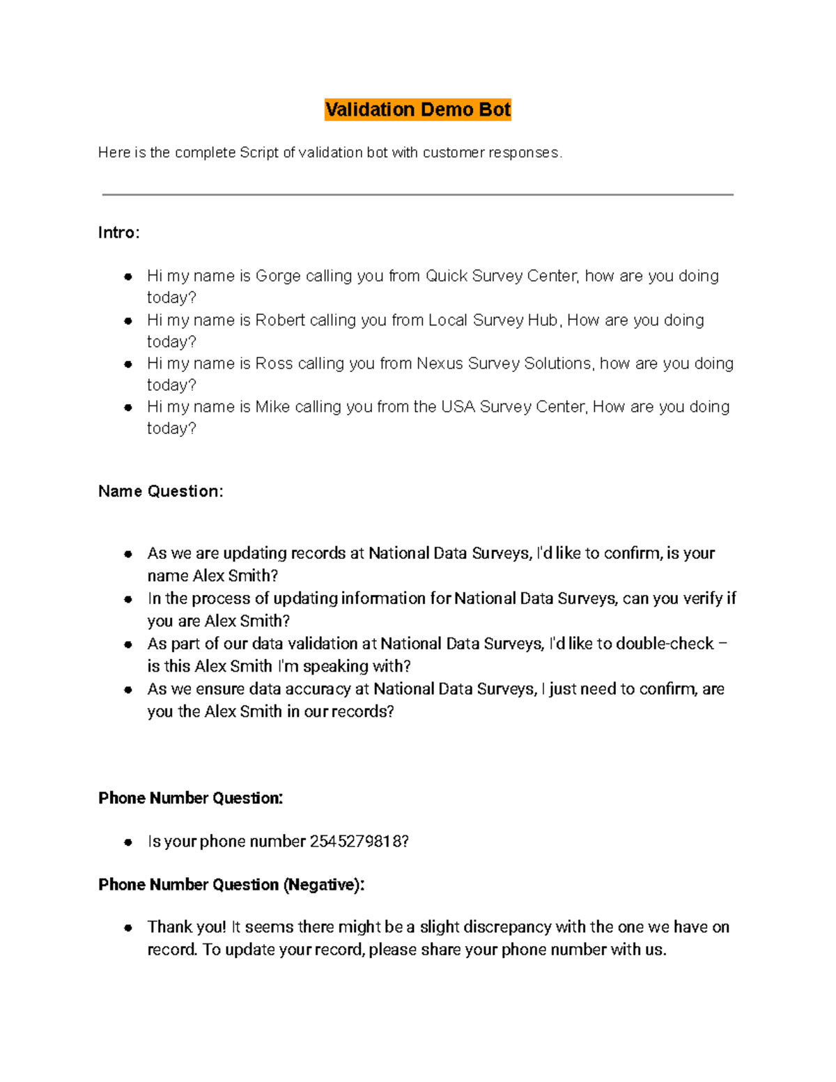 Validation Demo Bot - SQA - Validation Demo Bot Here is the complete ...