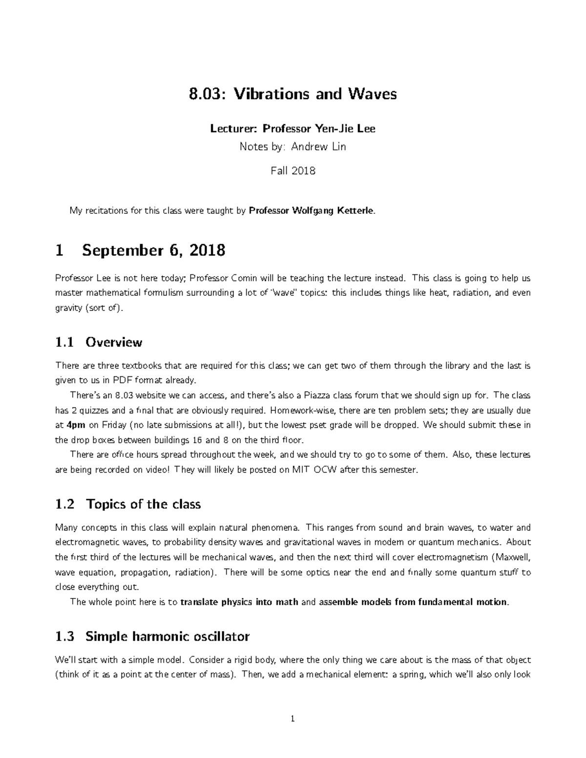 8 - Lec notes - 8: Vibrations and Waves Lecturer: Professor Yen-Jie Lee ...