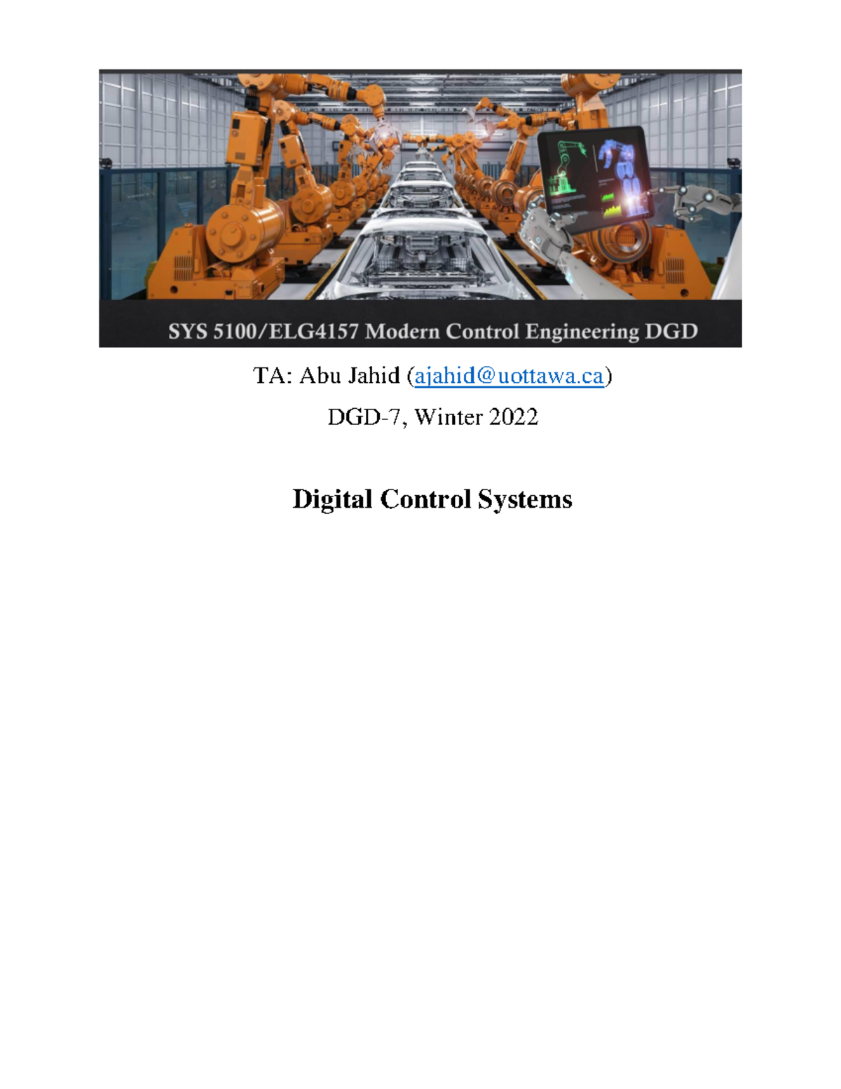 DGD8 - Maths 55 - SYS Modern Control Engineering DGD TA: Abu Jahid ...
