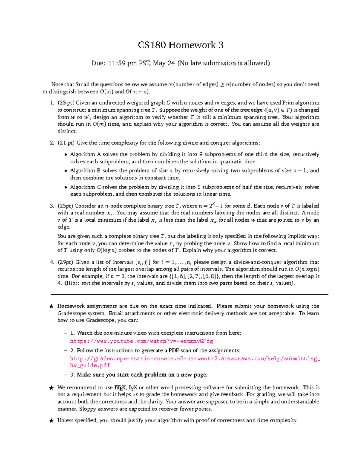 CS 180 HW3 - Hw3 - CS180 Homework 3 Due: 11:59 pm PST, May 24 (No late ...