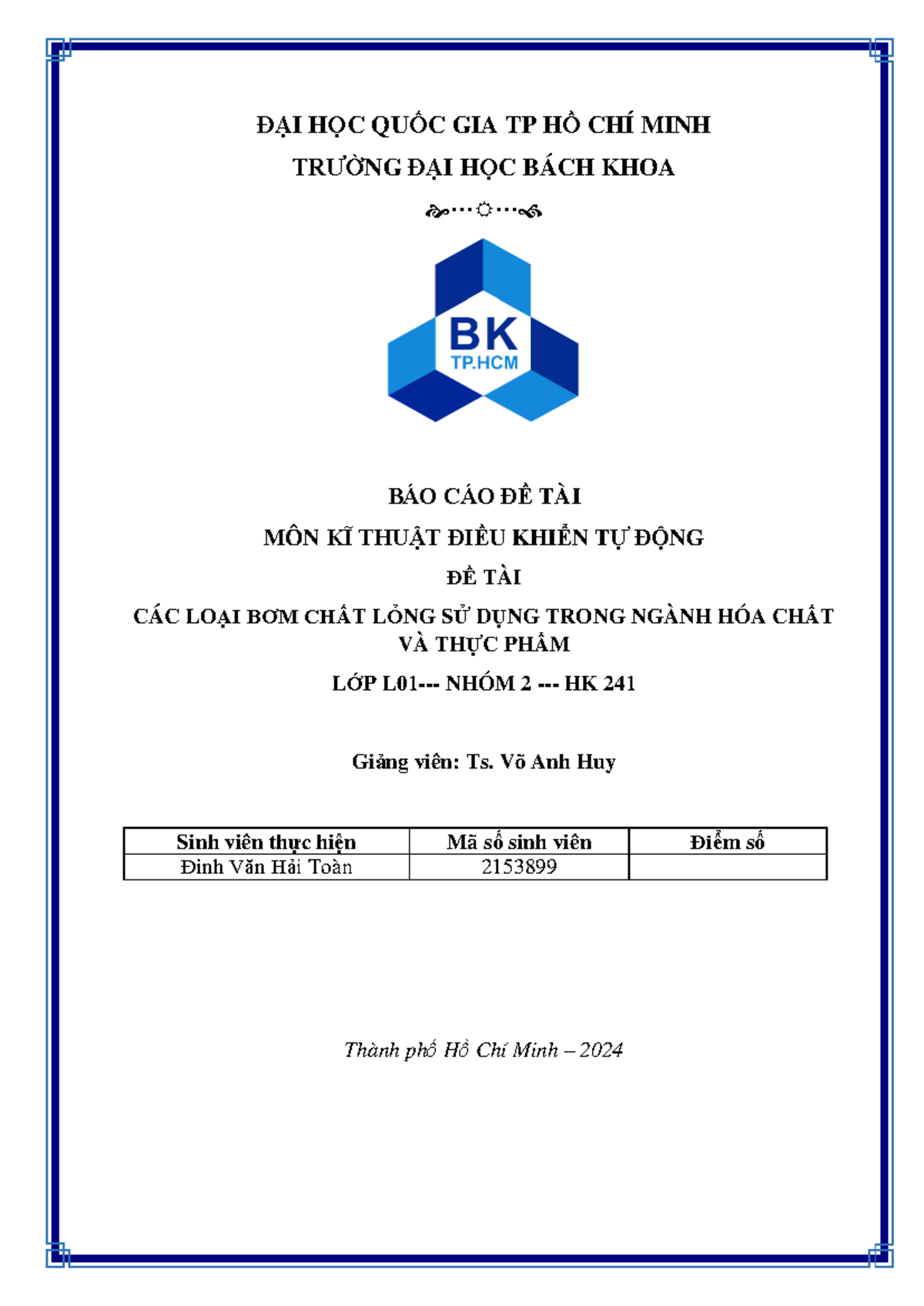 Thuy luc tim hieu- Ktdktd-Bainop 41 - ĐẠI HỌC QUỐC GIA TP HỒ CHÍ MINH TRƯỜNG ĐẠI HỌC BÁCH KHOA ...