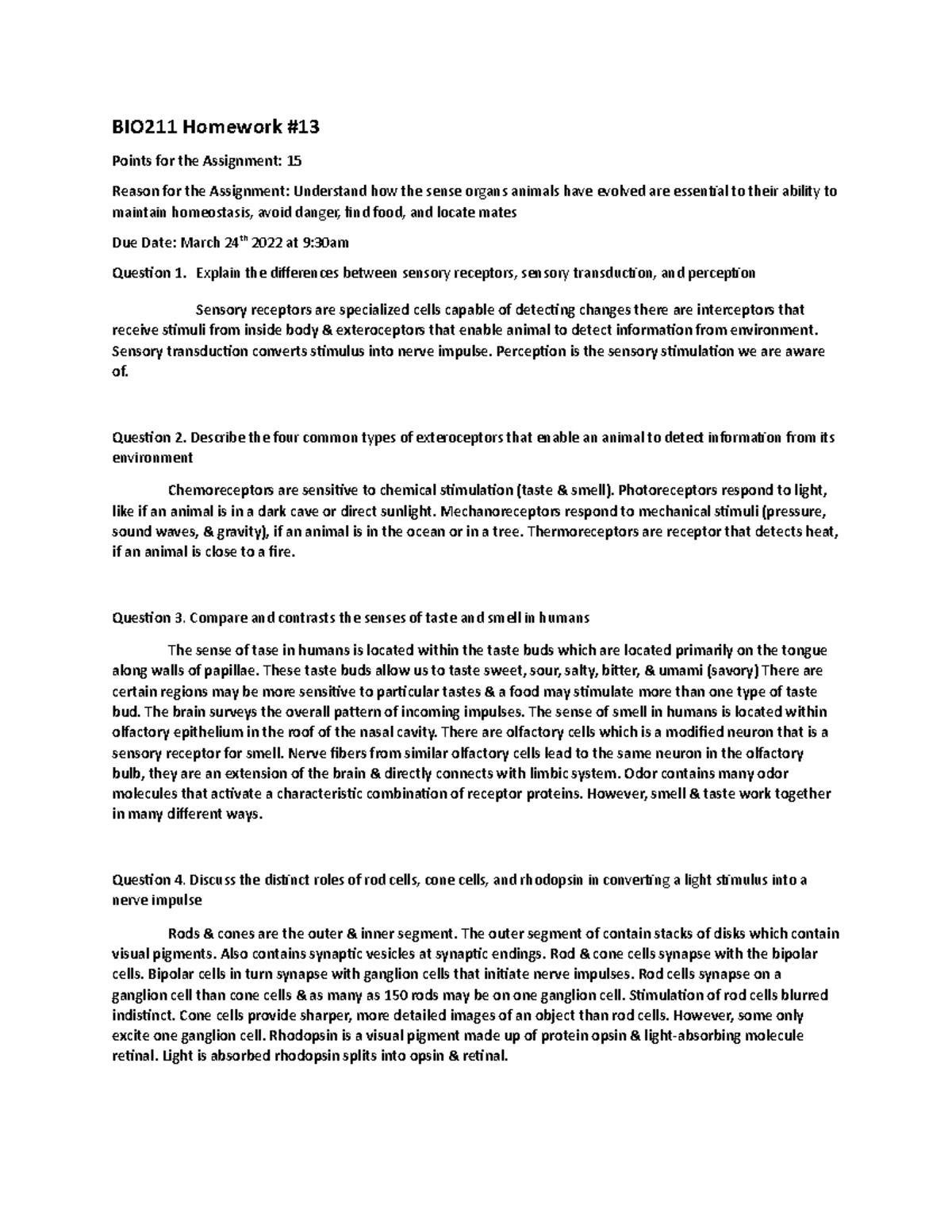 BIO 211 Homework 13 - Bio Hw - BIO211 Homework Points for the ...