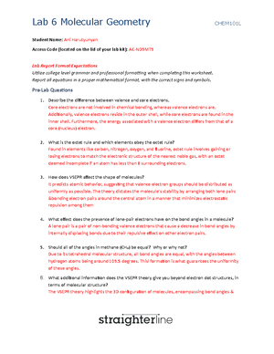 CHEM101L Lab 4 F - straighterline - Student Name: Ani Harutyunyan ...
