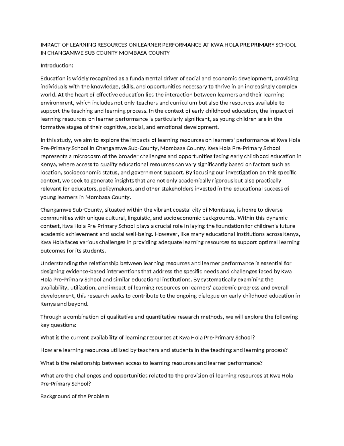 Impact OF Learning Resources ON Learners - IMPACT OF LEARNING RESOURCES ...