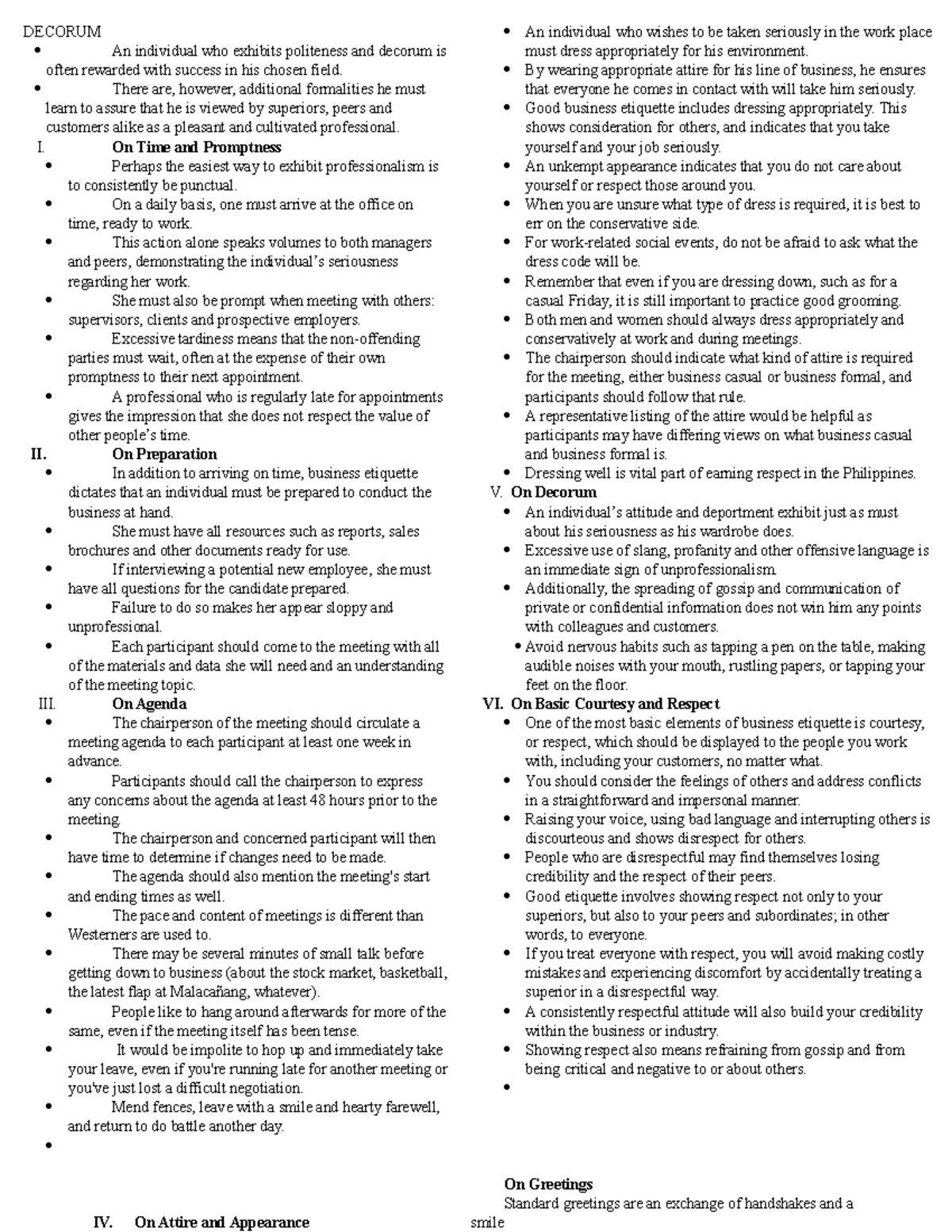 Decorum - DECORUM An individual who exhibits politeness and decorum is ...