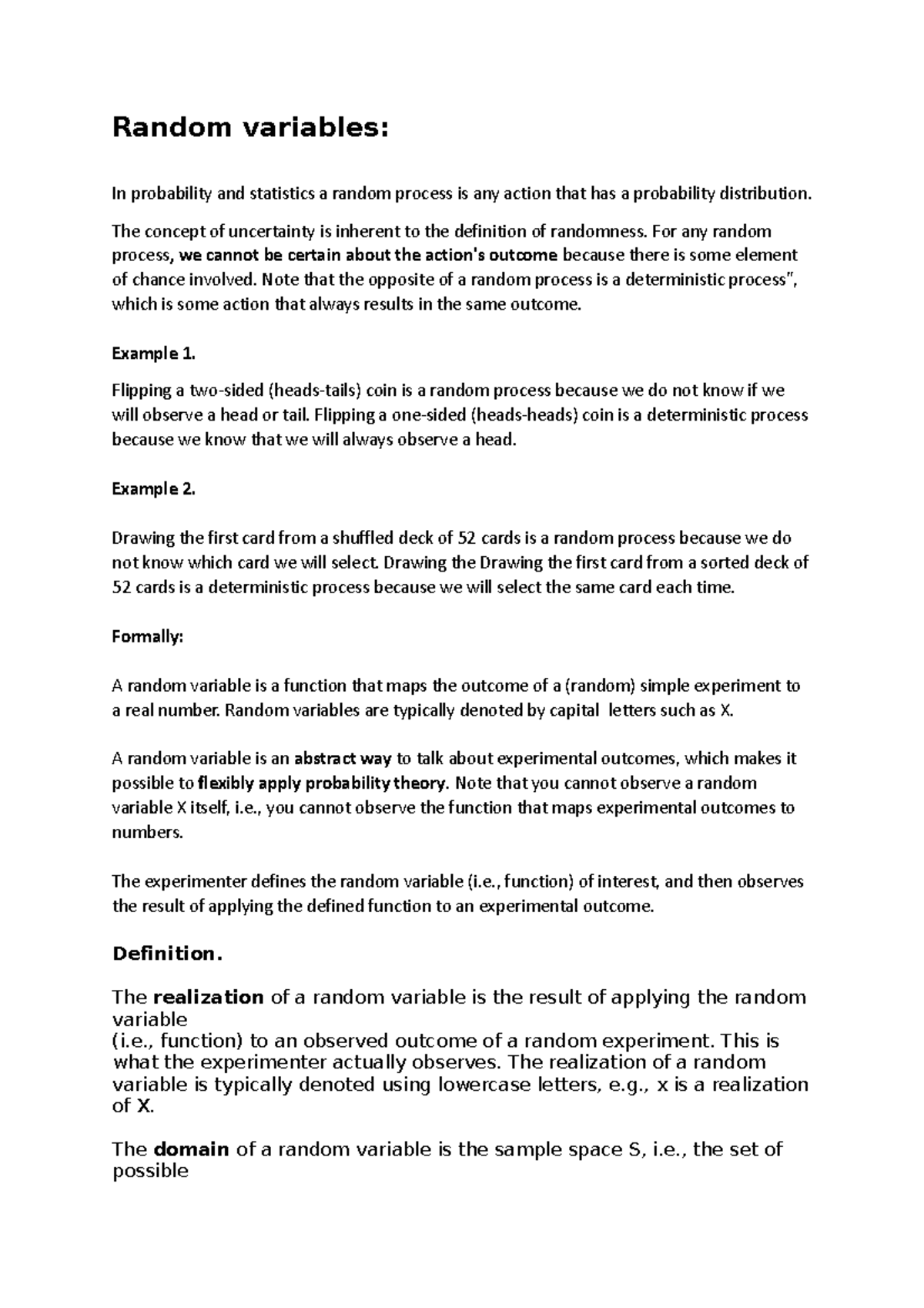 Random Variables - MN - Practice questions and workings - Random ...