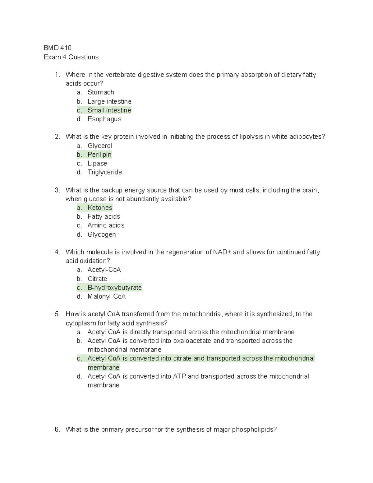 BMD 410 Exam 4 Question - BMD 410 Exam 4 Questions Where in the ...