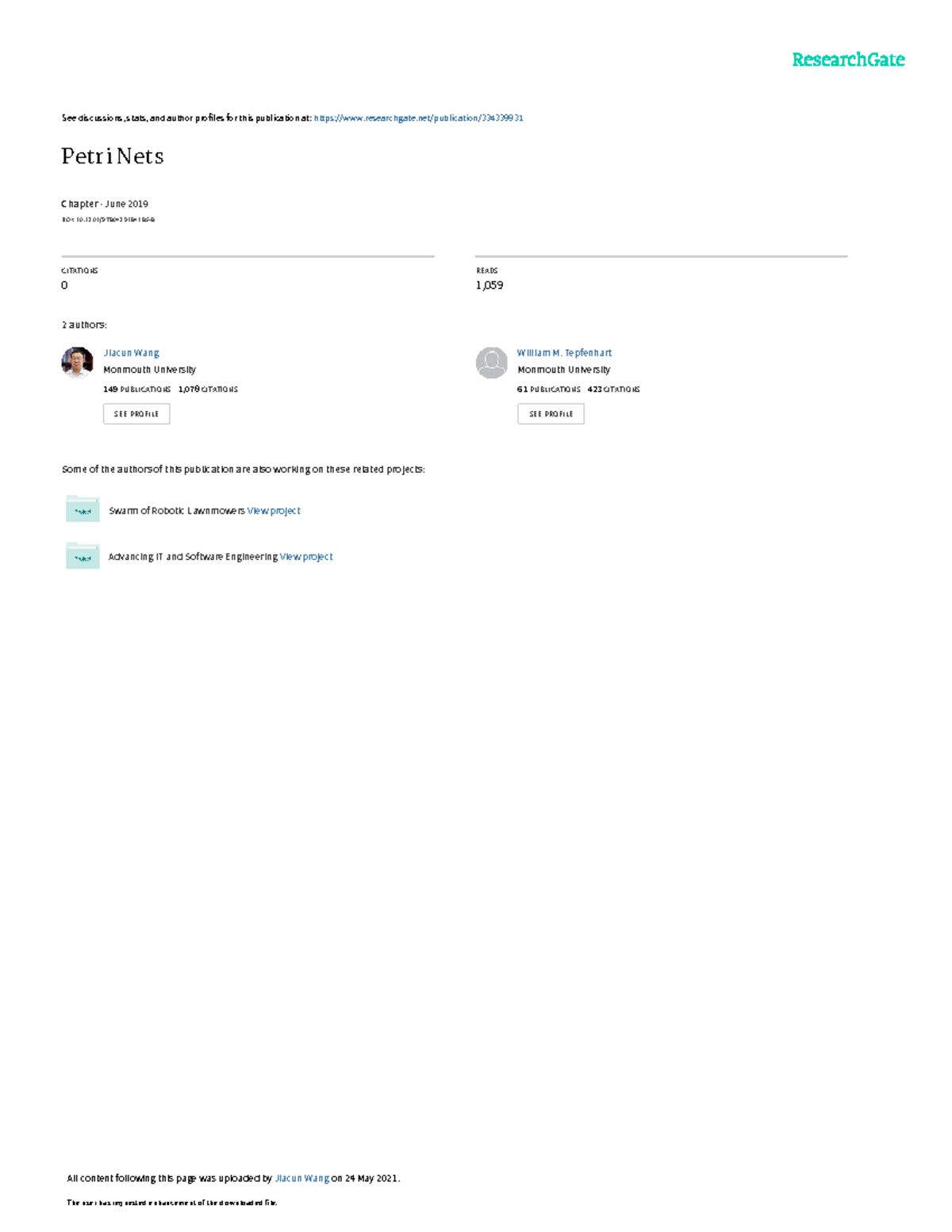 Petri Nets - leksion - See discussions, stats, and author profiles for ...