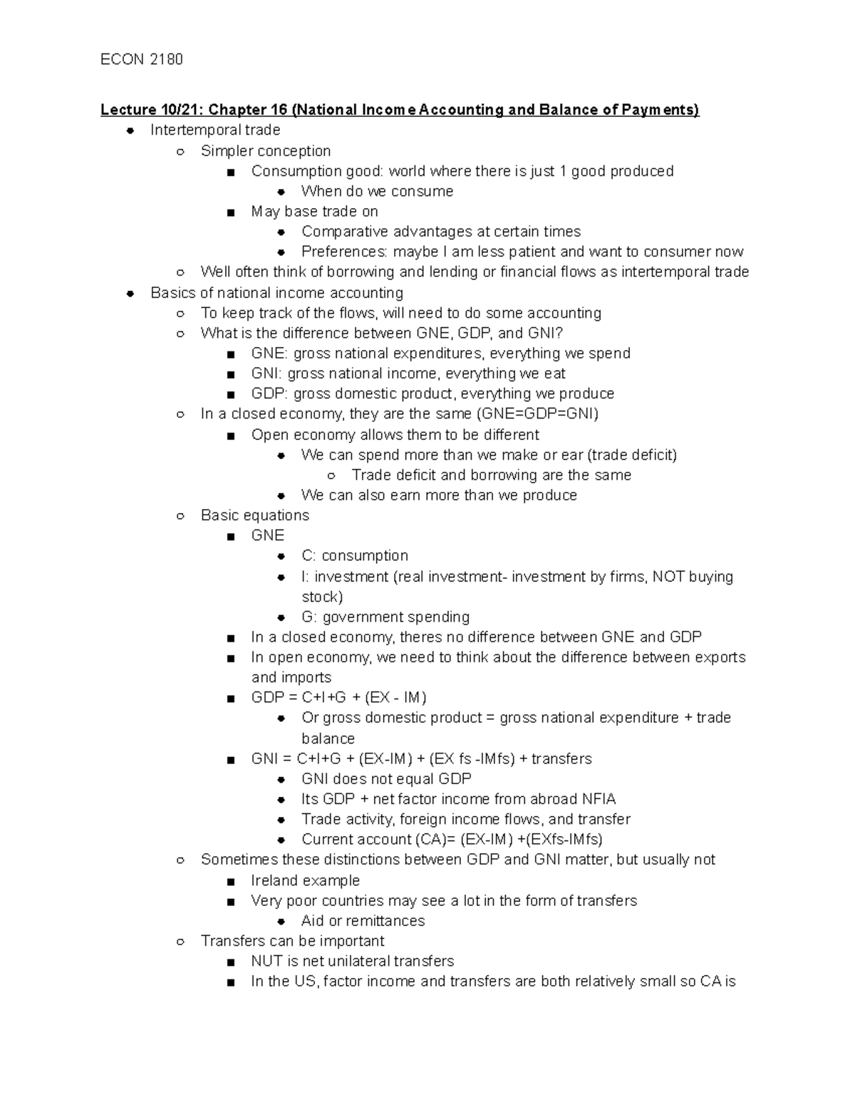 Lecture Notes Part 2 - ECON 2180 - GWU - Studocu