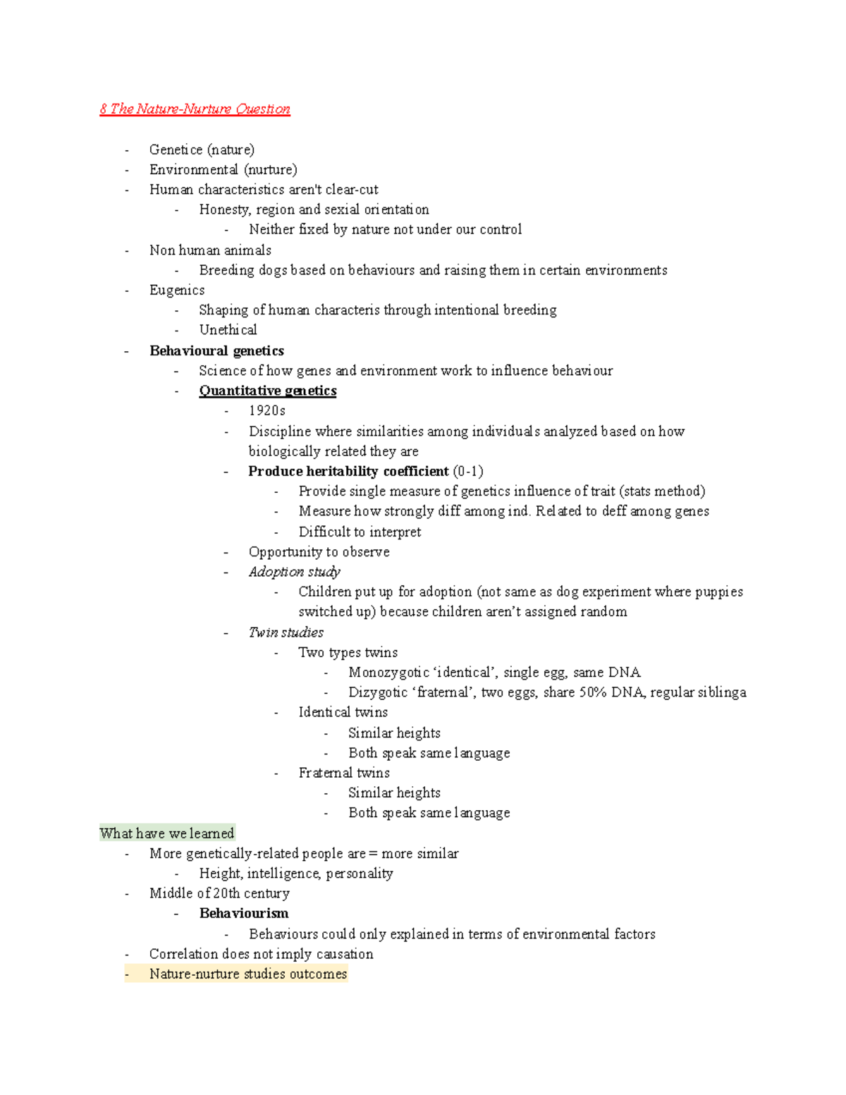 Week 3- Genetics and Evolution - 8 The Nature-Nurture Question Genetice ...