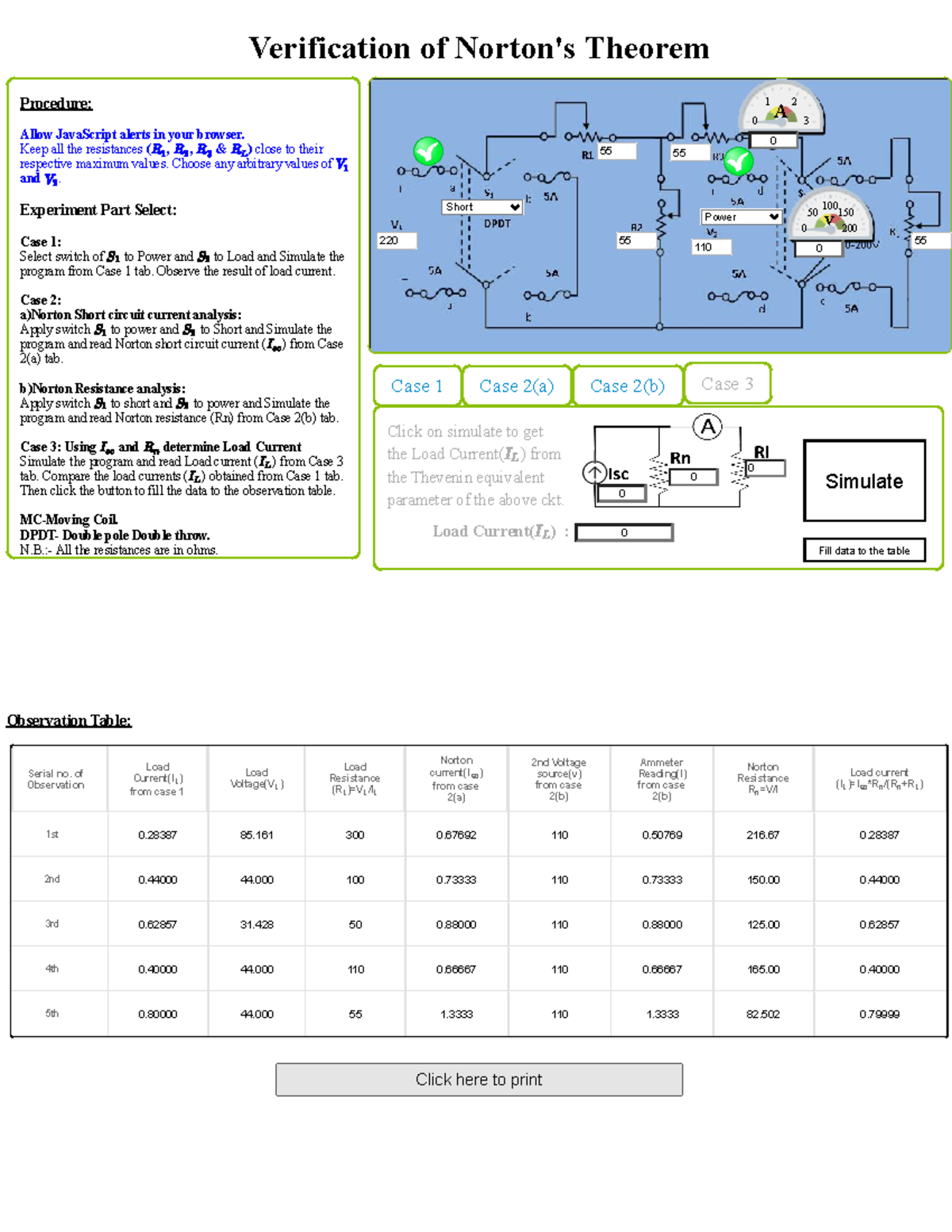 Verification of Norton's Theorem - Verification of Norton's Theorem ...