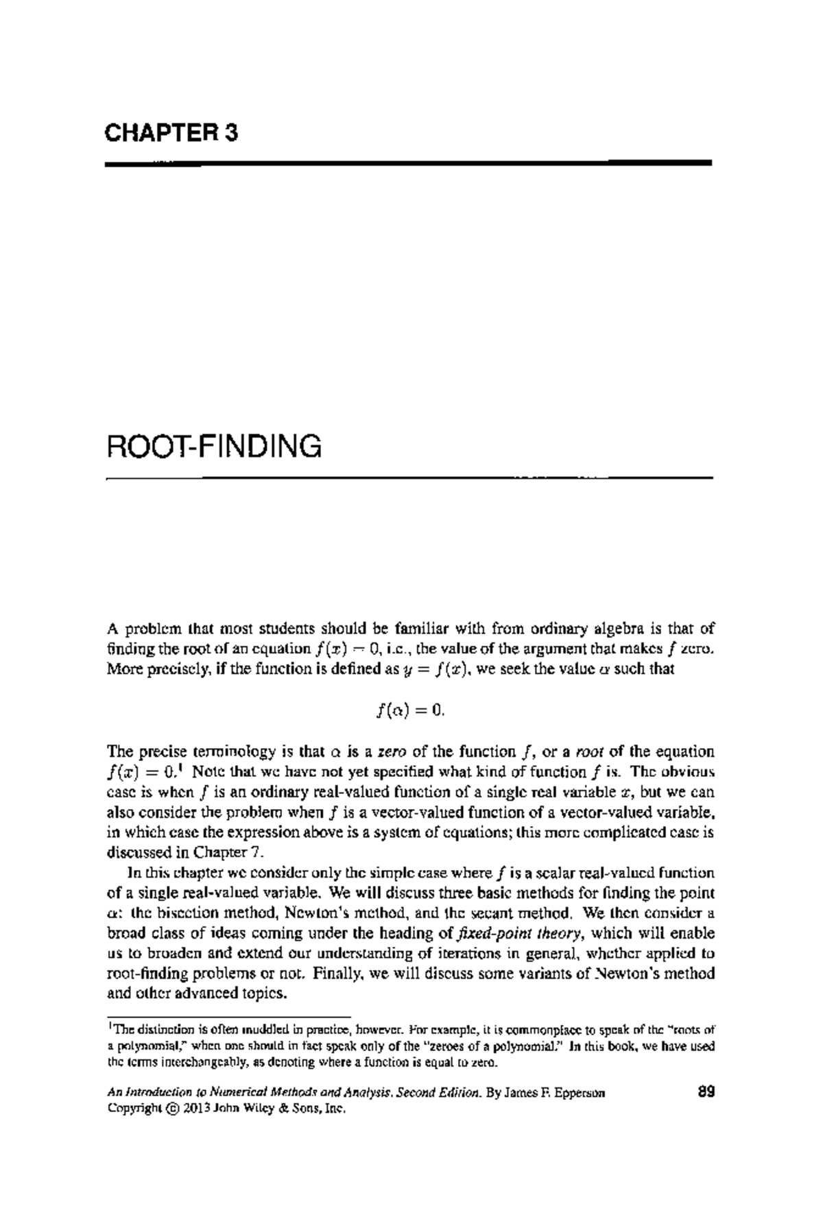 Part Three Introduction To Numerical Analysis Chapter 3 Root Finding A Problem That Most