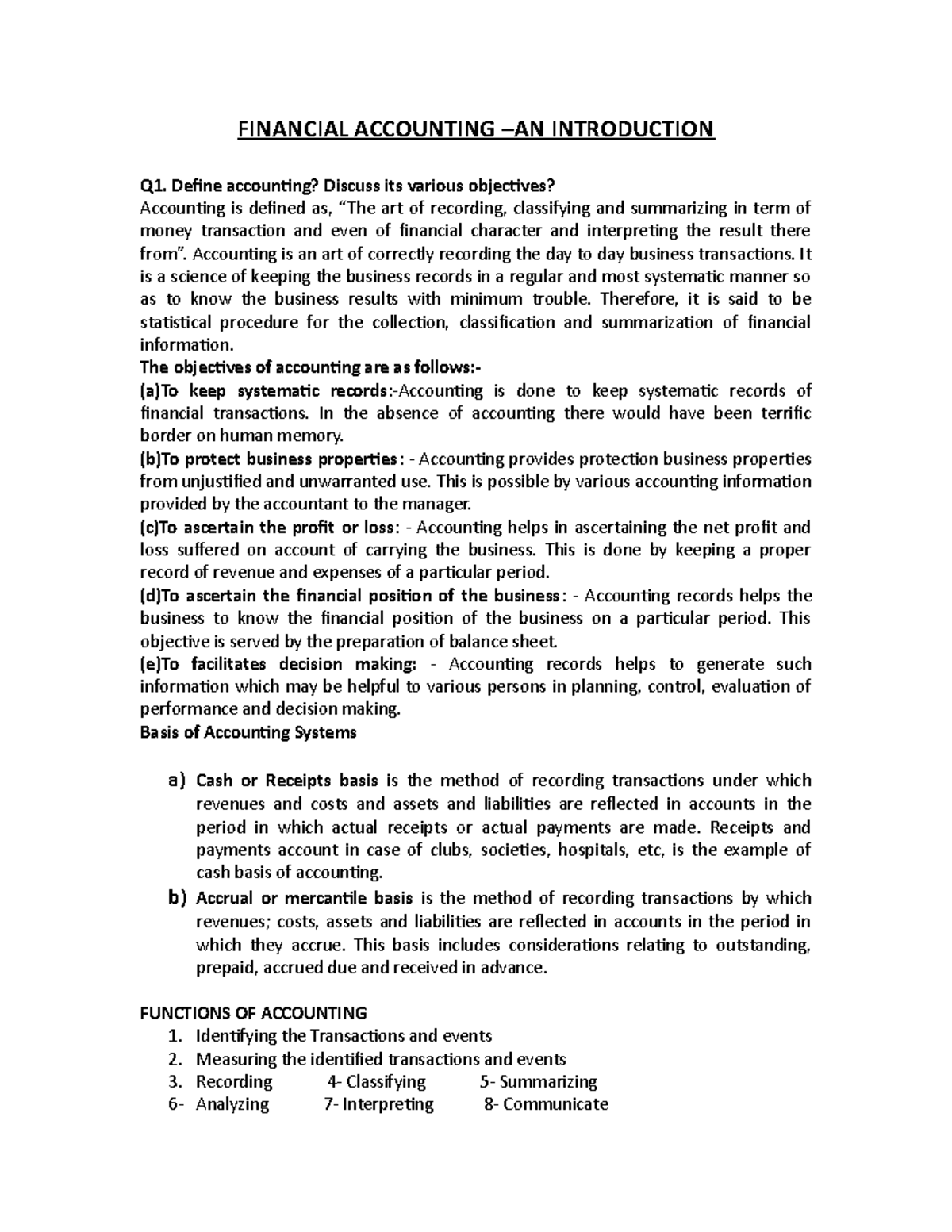 Notes for financial accounting - Financial Accounting & Analysis - IPU ...