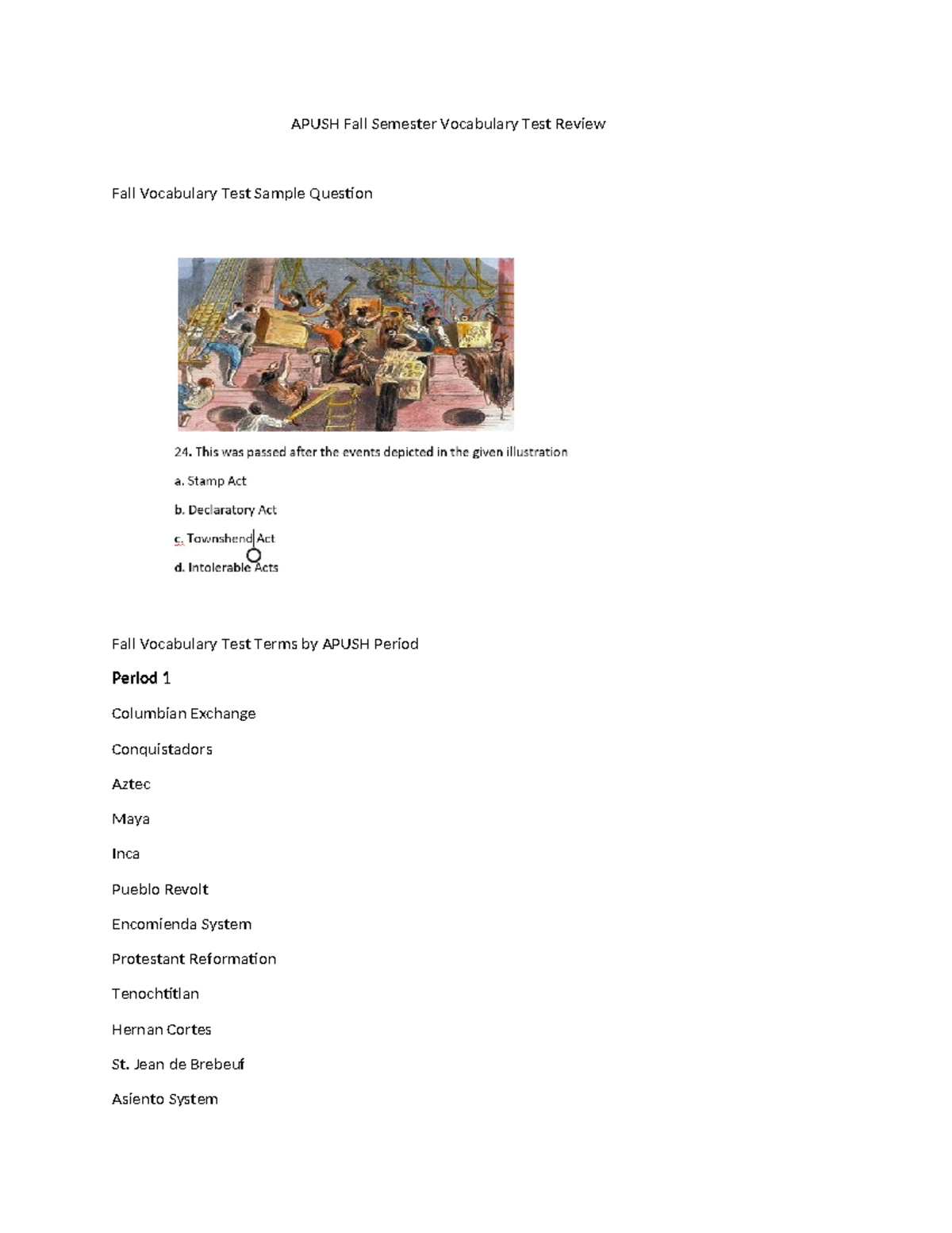 Apush+2023+Fall+Test+Review - APUSH Fall Semester Vocabulary Test ...